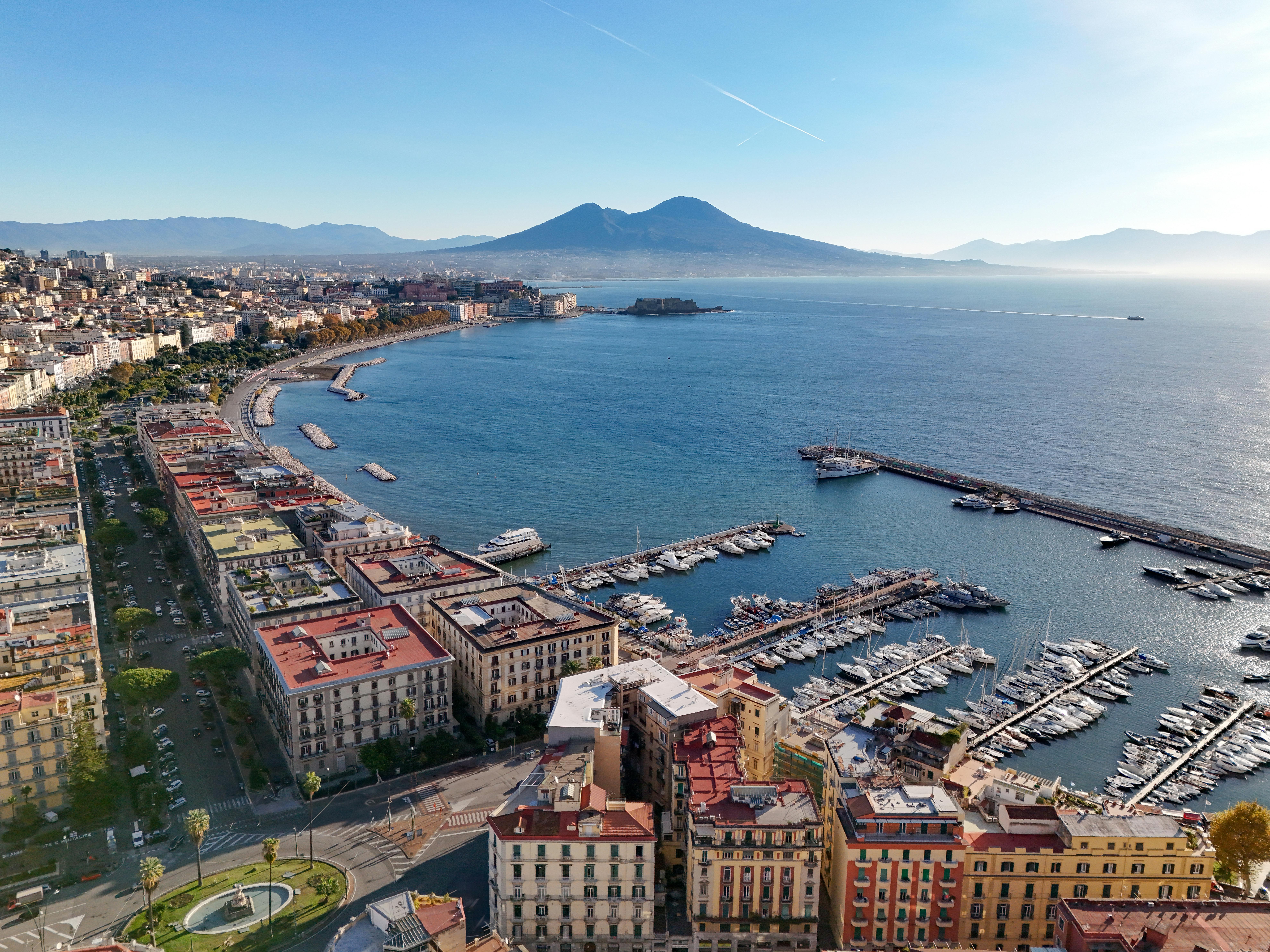 Aerial View of Naples with Mount Vesuvius · Free Stock Photo