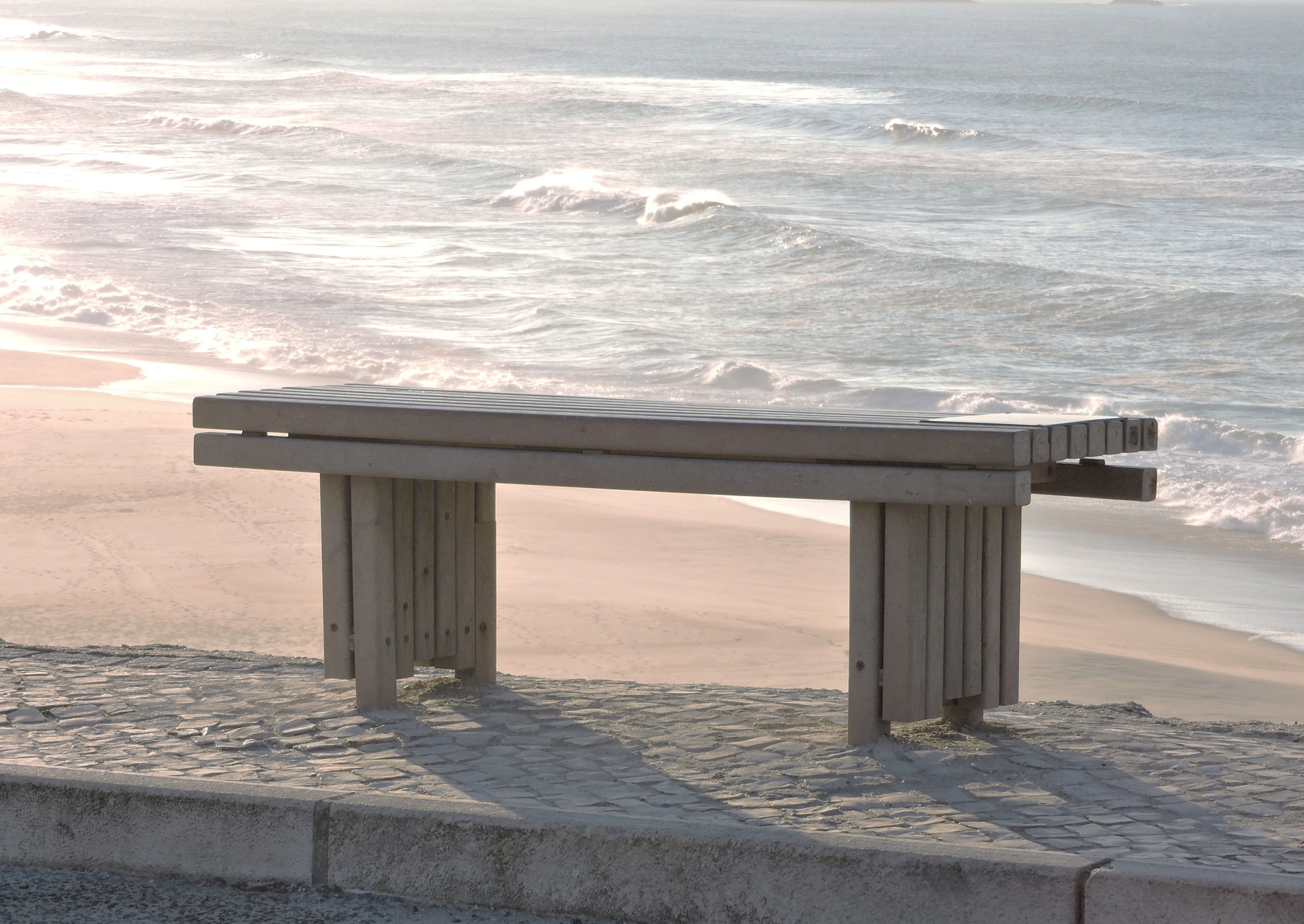 Seaside Bench Overlooking Tranquil Beach · Free Stock Photo