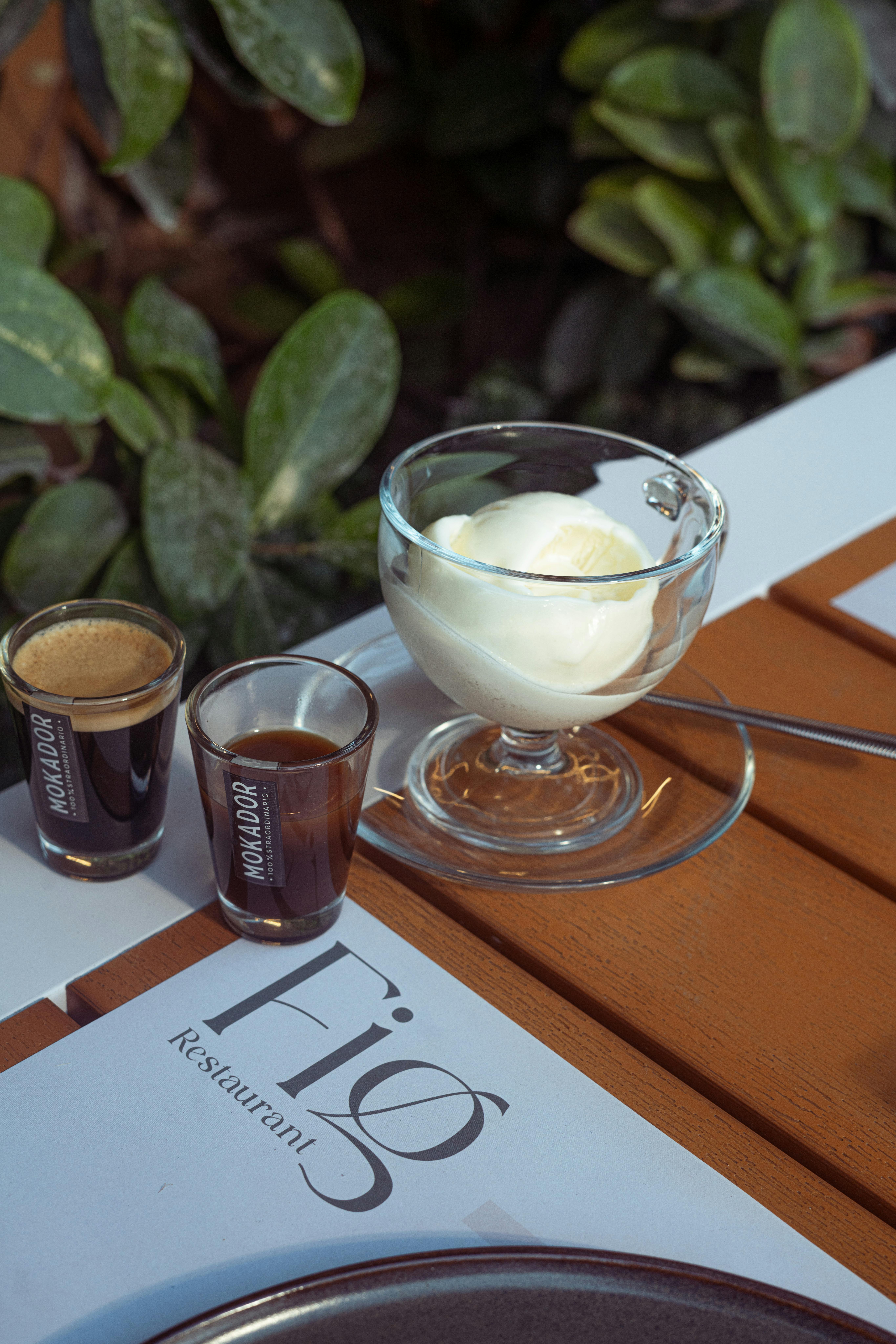 Cup of Gelato with Espresso on Wooden Table · Free Stock Photo