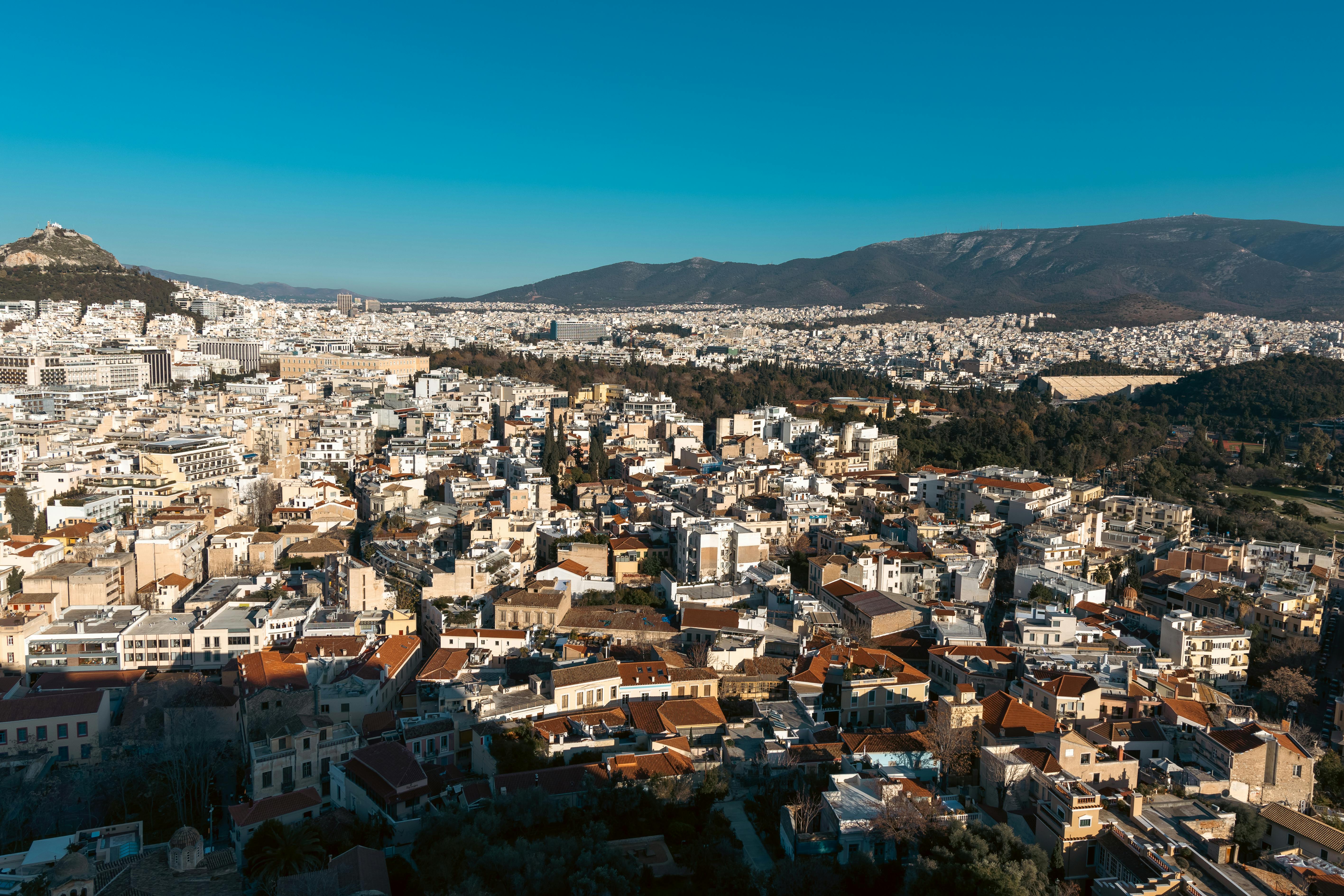 Aerial View of Athens City with Mountains · Free Stock Photo