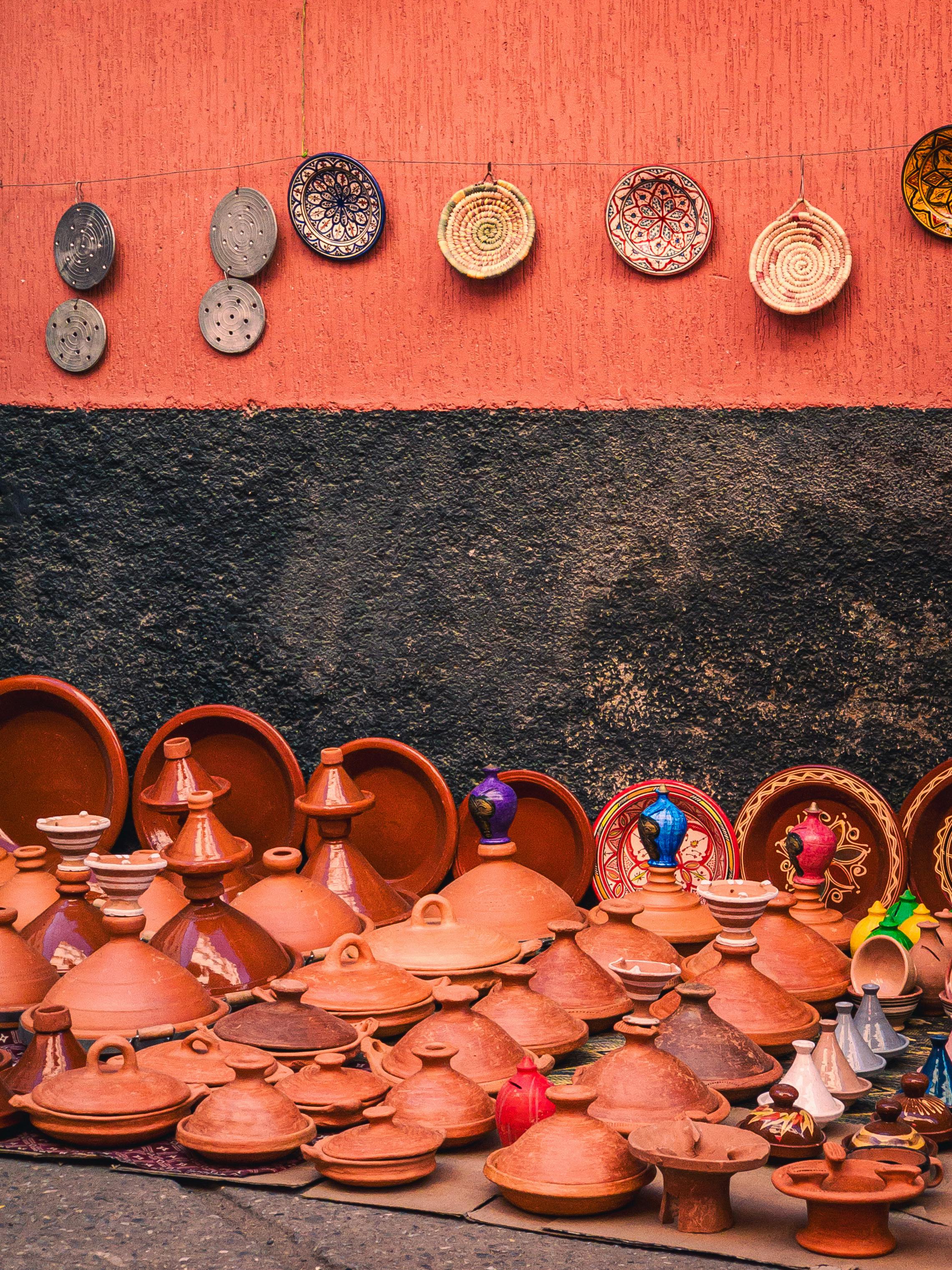Traditional Moroccan Pottery on Display · Free Stock Photo