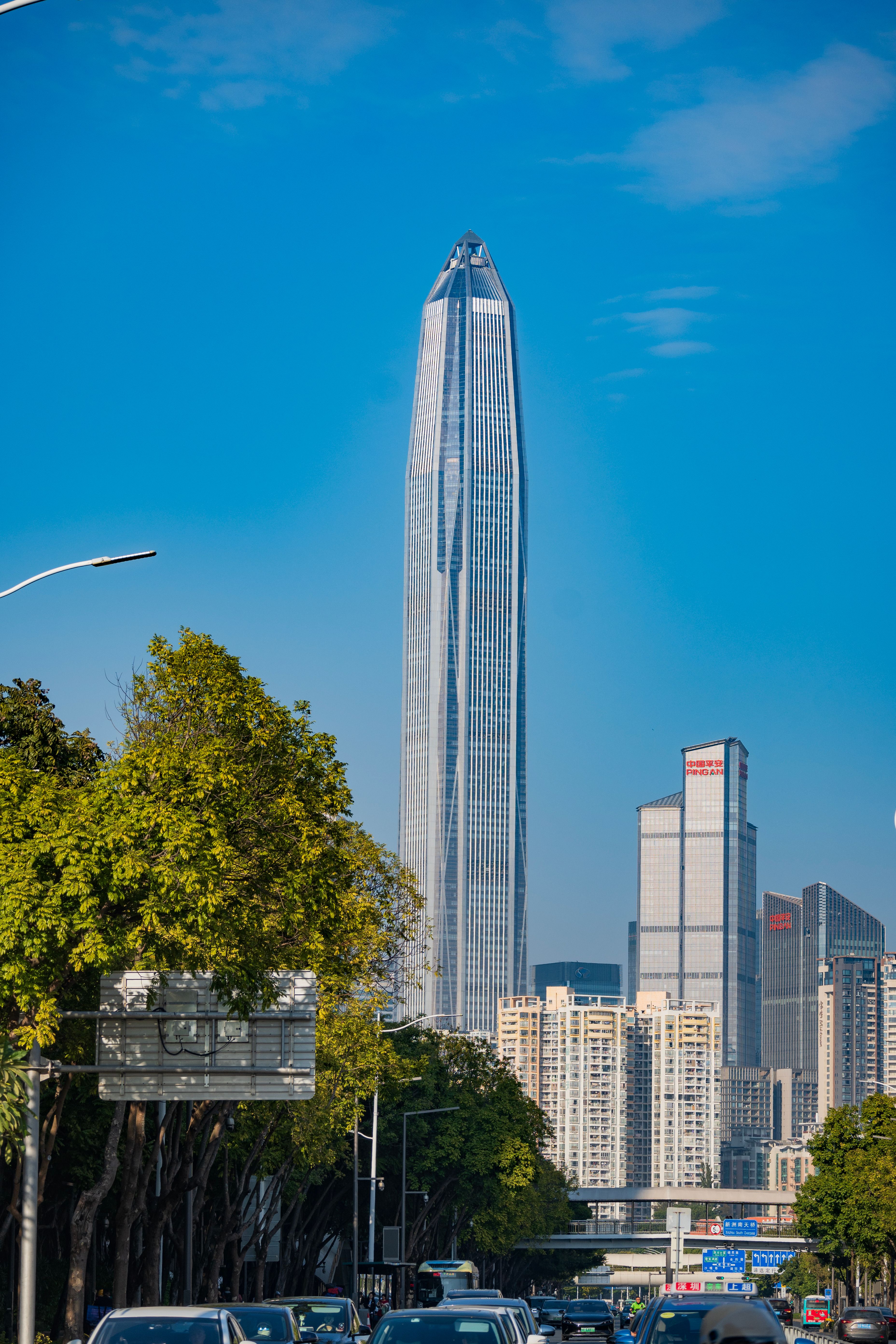 Shenzhen Skyscraper View with Bright Blue Sky · Free Stock Photo