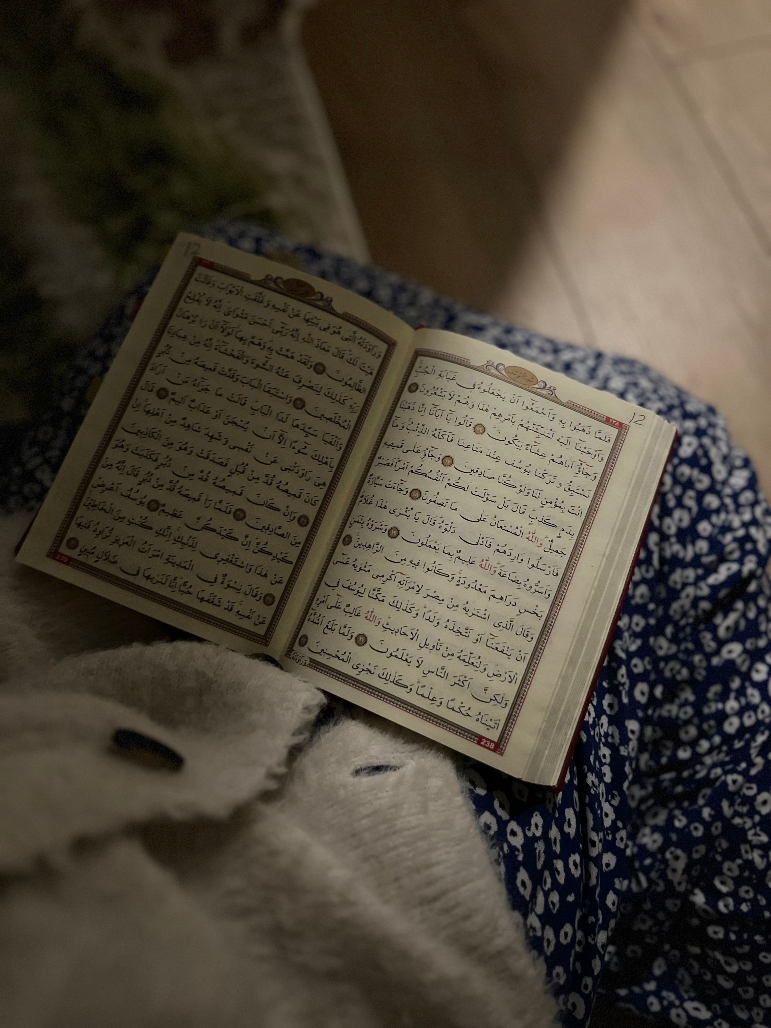 Open Arabic Book with Decorative Curtain Background · Free Stock Photo