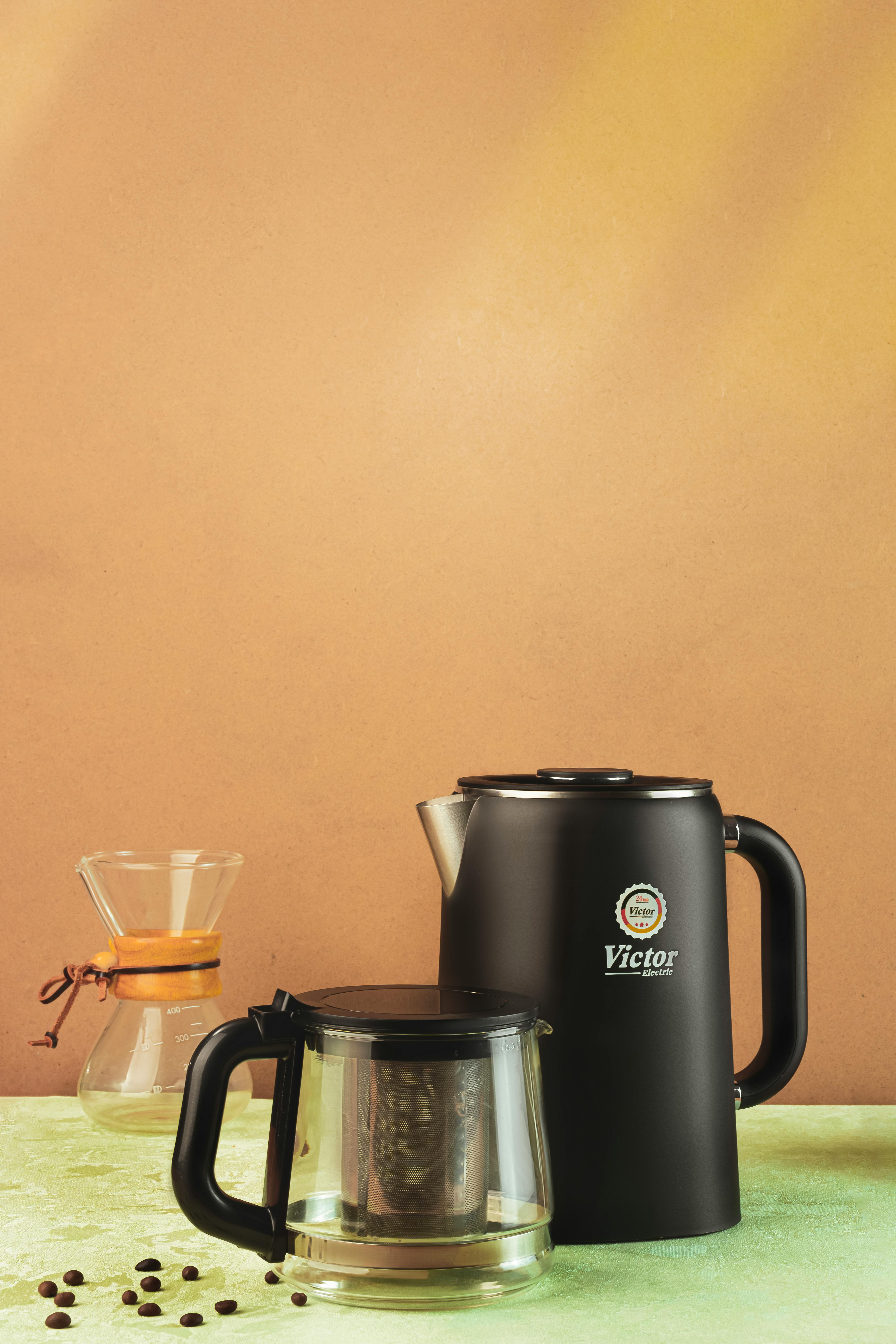Sleek Electric Kettle with Coffee Maker Setup · Free Stock Photo