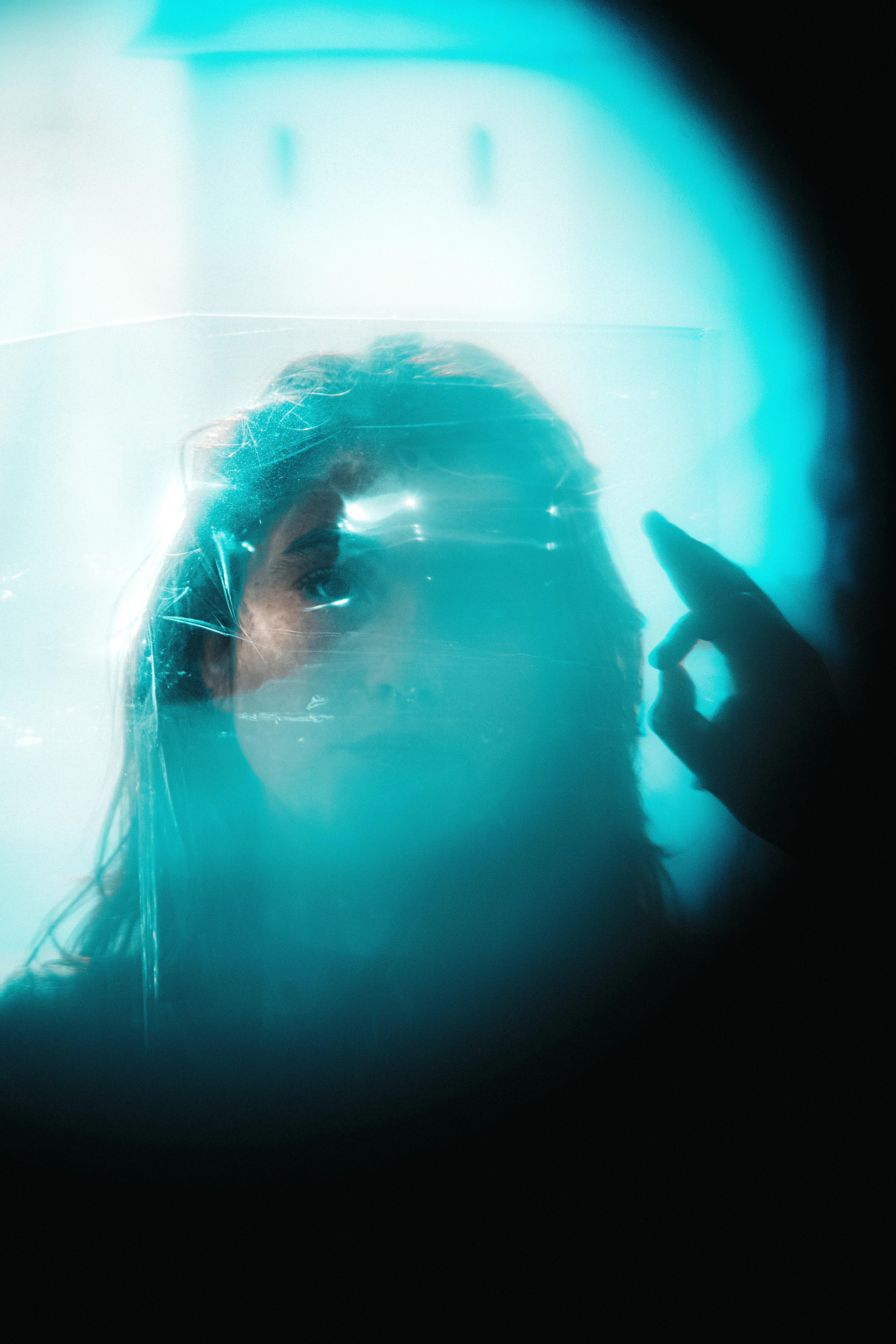 Artistic Portrait with Ethereal Blue Aura Effect · Free Stock Photo