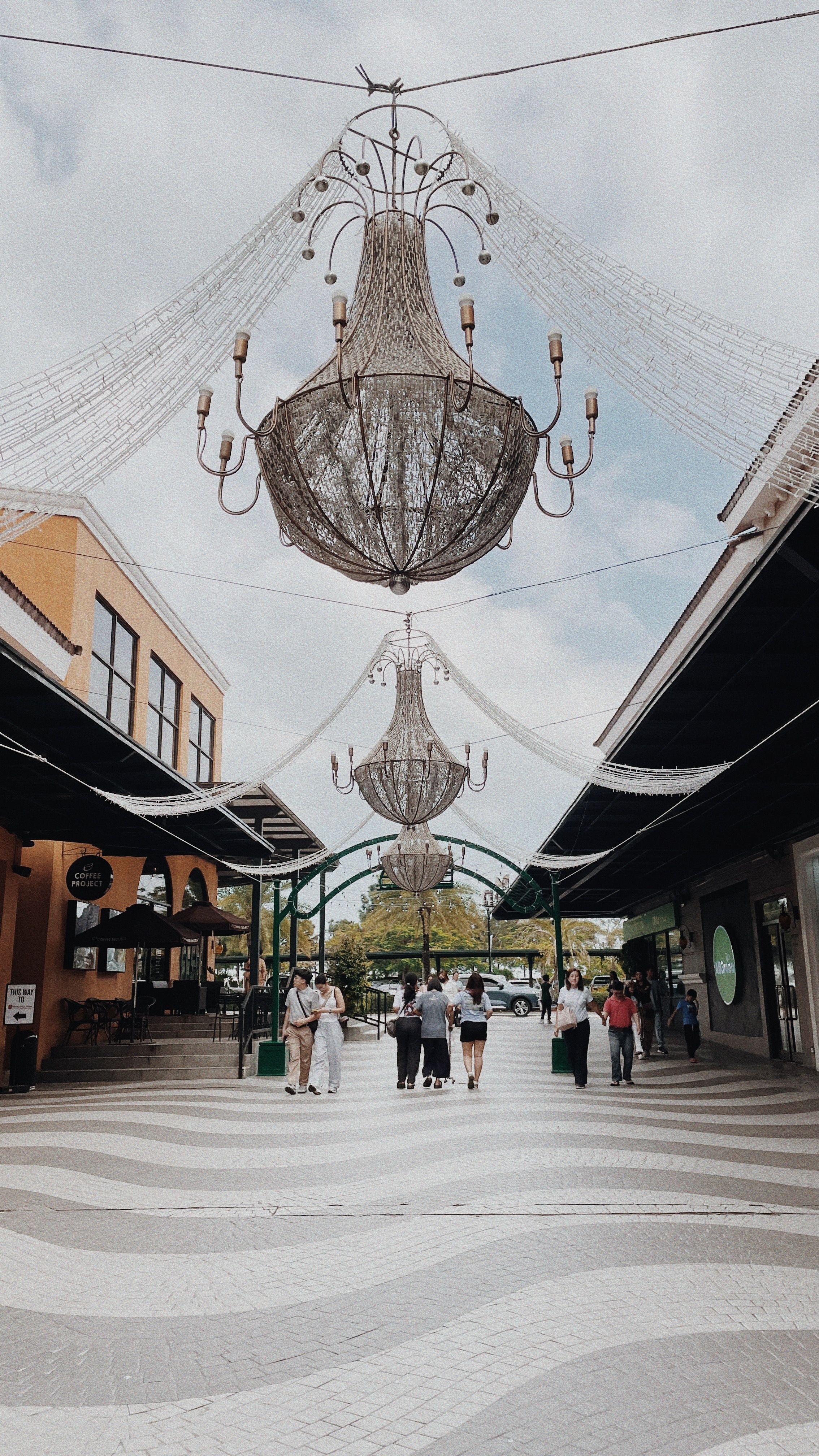 Outdoor Mall with Decorative Chandeliers · Free Stock Photo