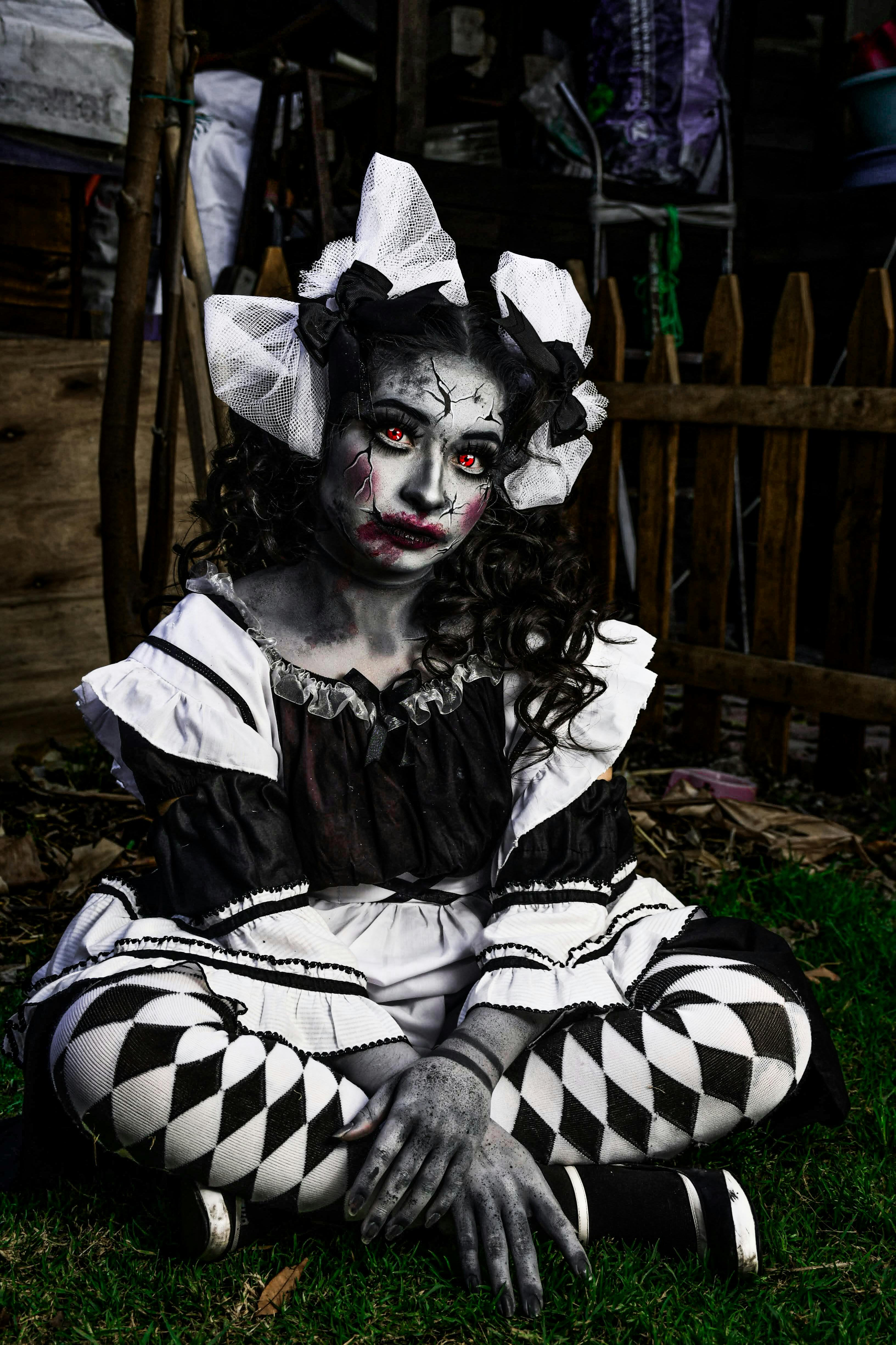 Halloween Gothic Clown Costume Portrait Outdoors · Free Stock Photo