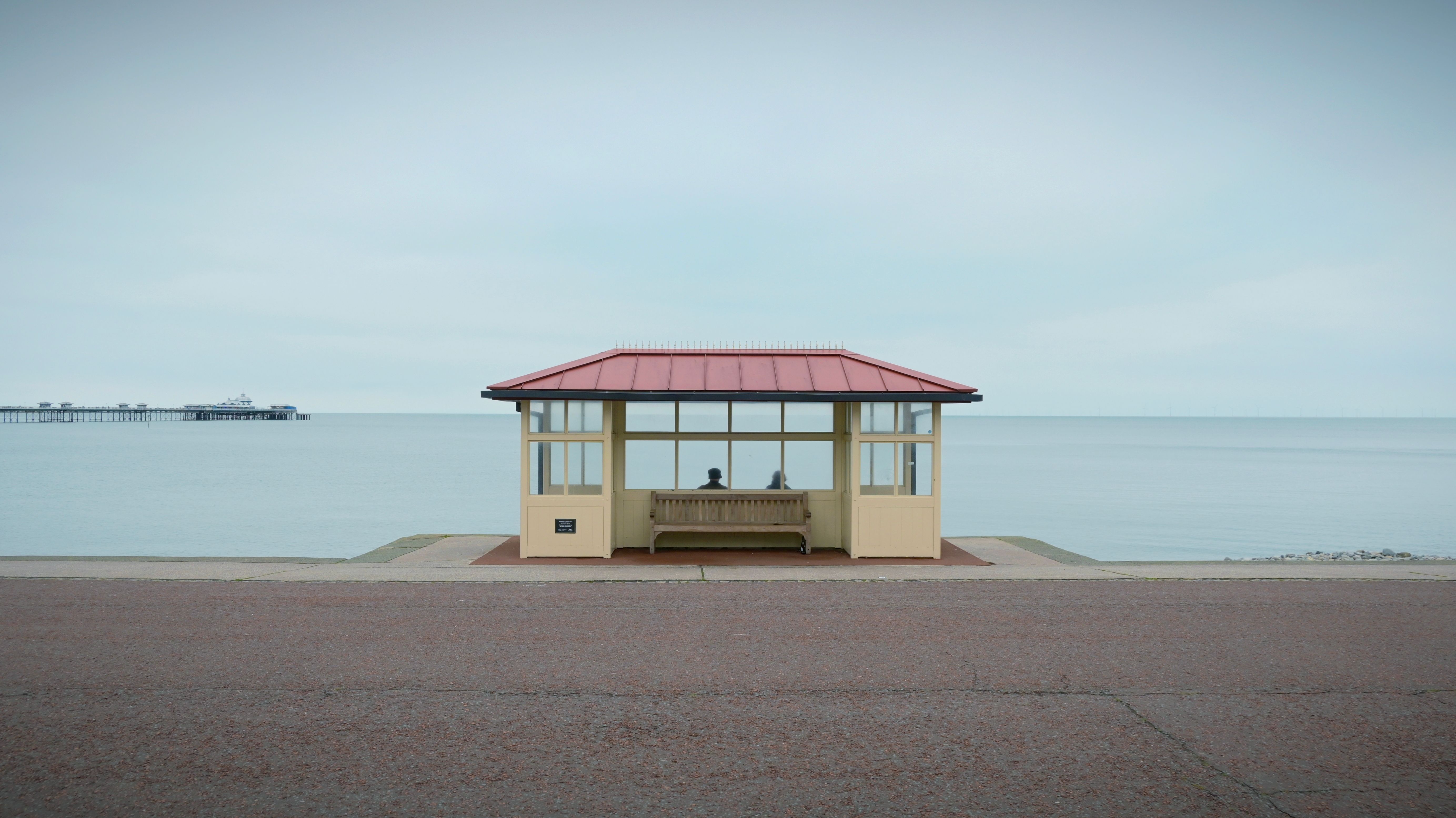 Seaside Shelter View with Ocean Background · Free Stock Photo