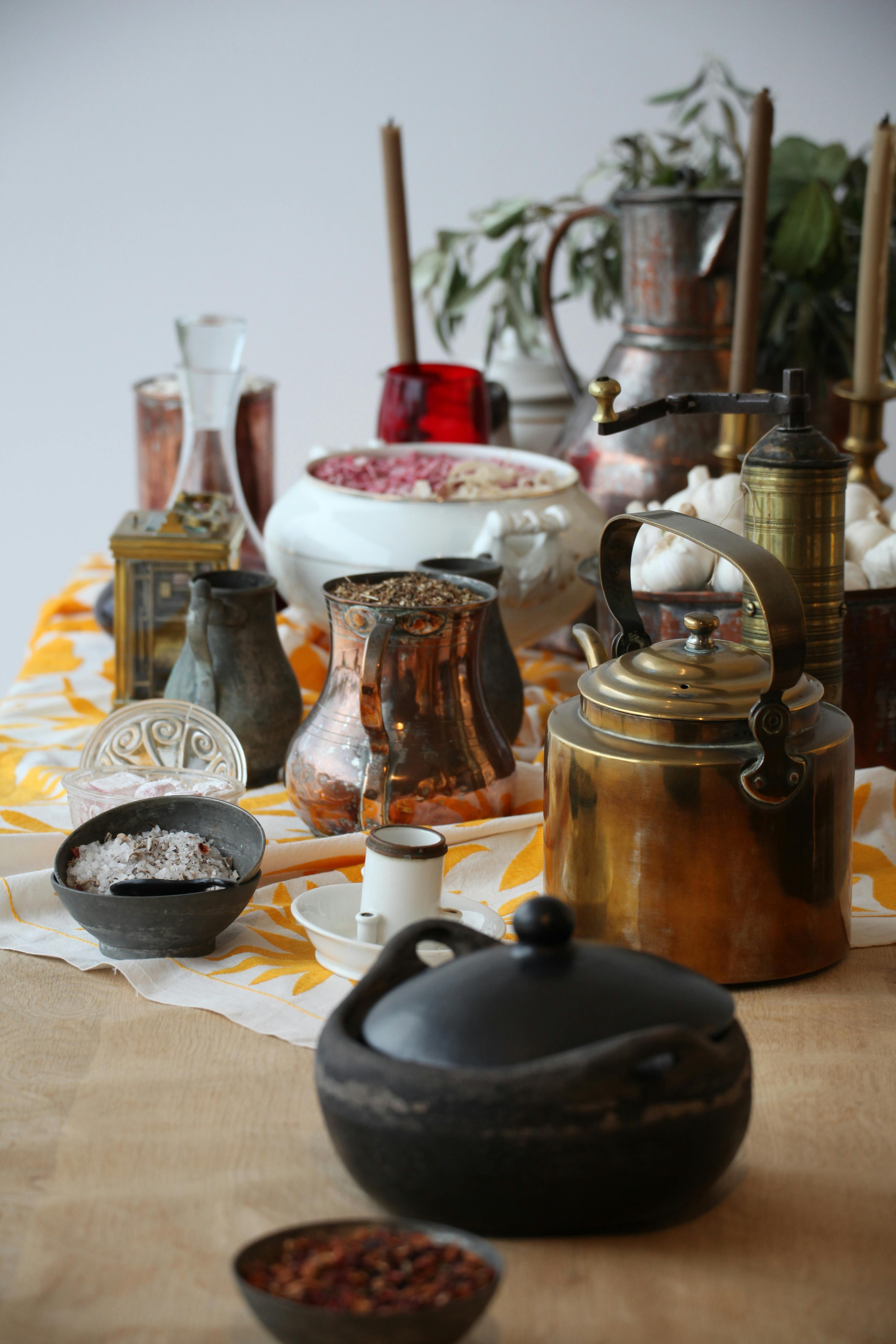 Rustic Kitchenware Arrangement with Decorative Vessels · Free Stock Photo