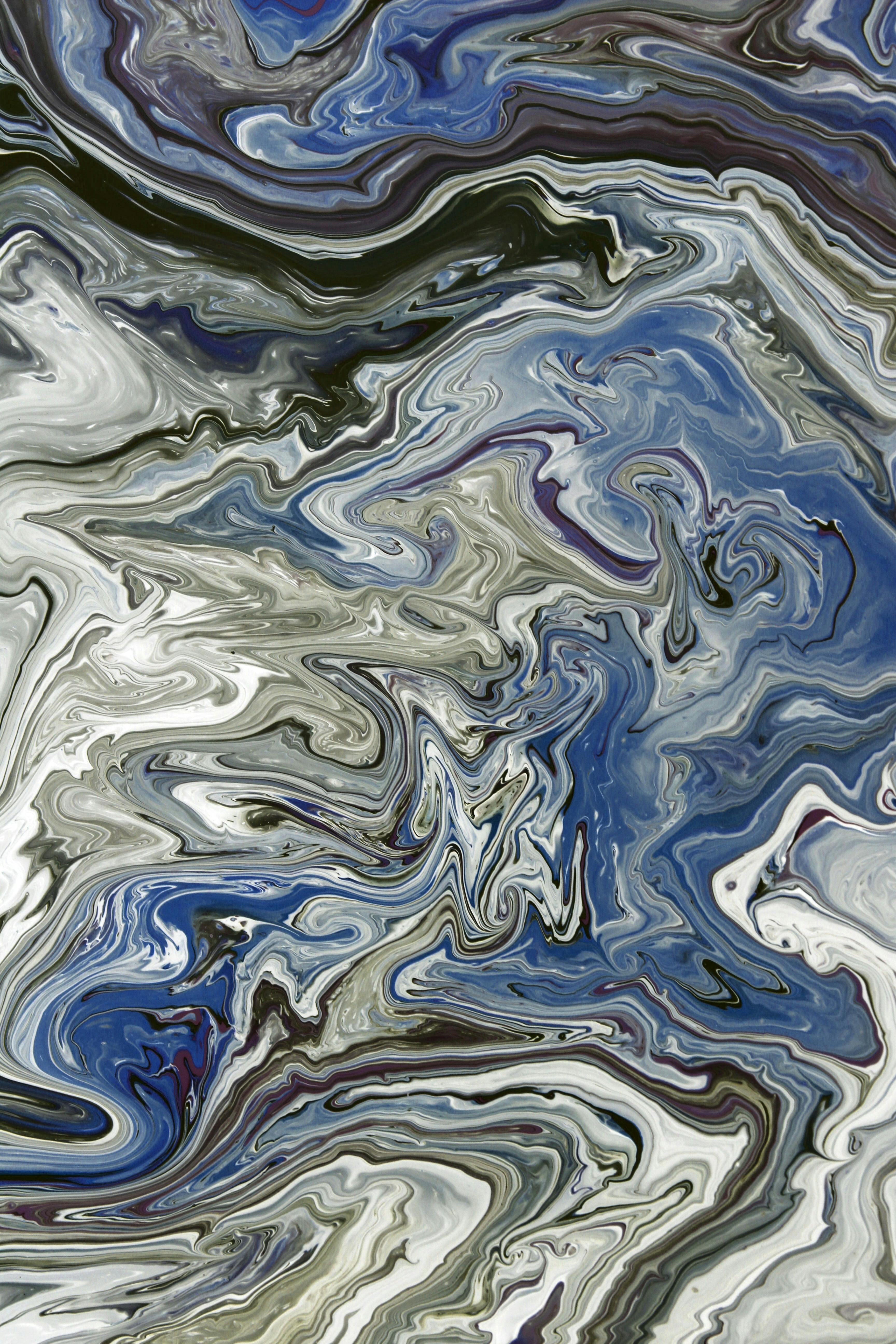 Abstract Blue and Gray Swirl Painting Art · Free Stock Photo