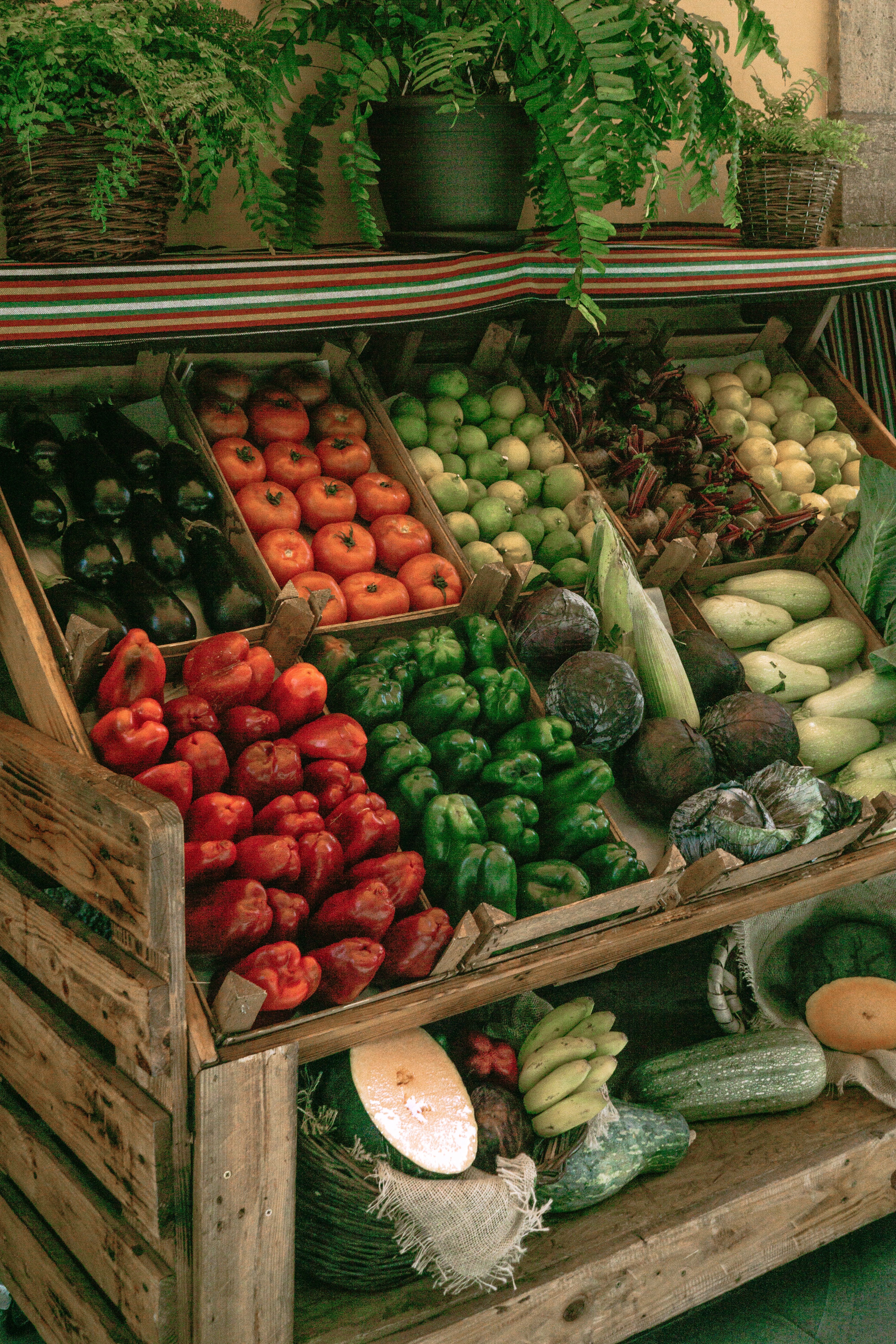 Colorful Fresh Produce Display in Market · Free Stock Photo