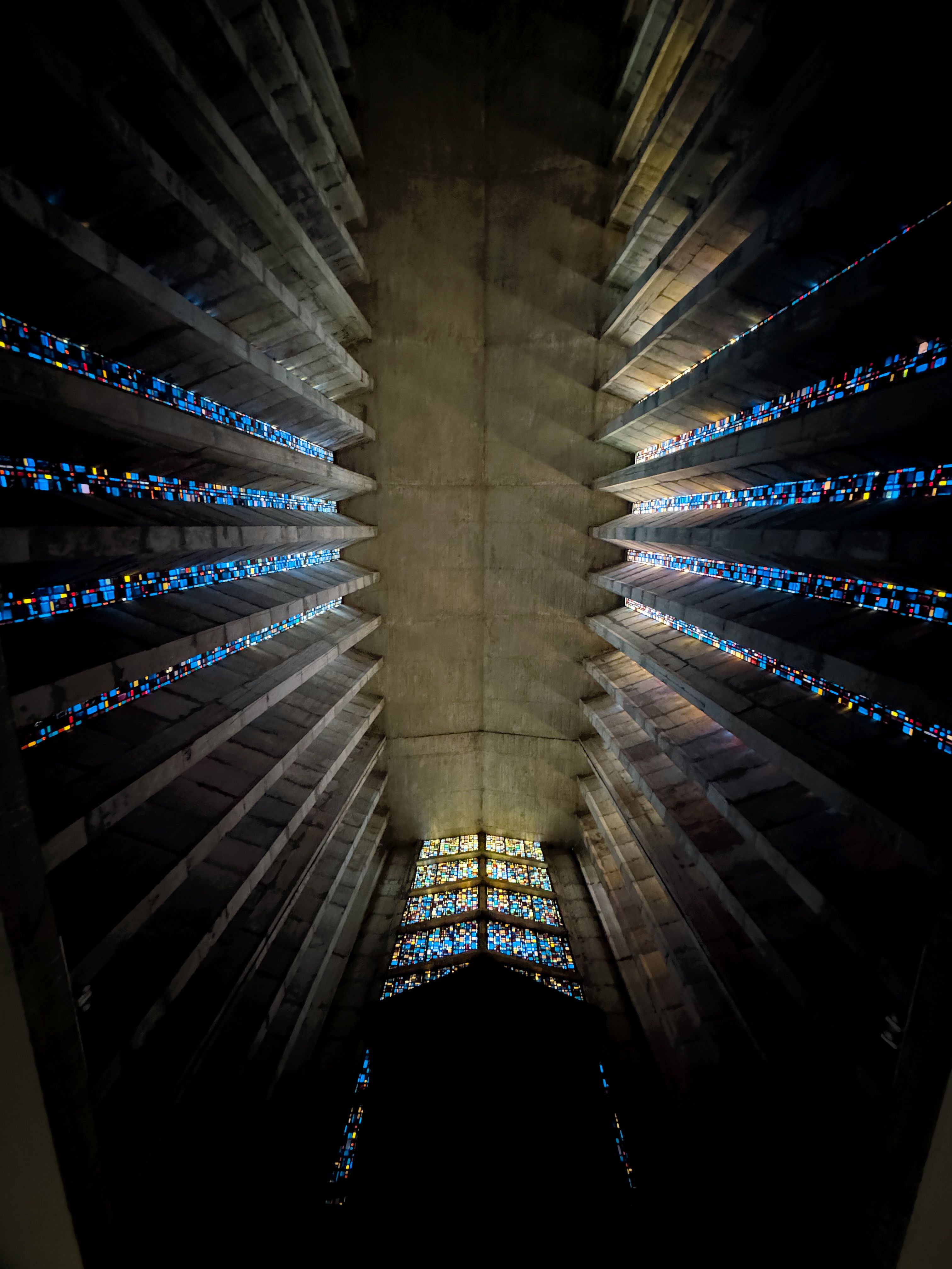 Abstract View of Stained Glass Ceiling Inside Church · Free Stock Photo