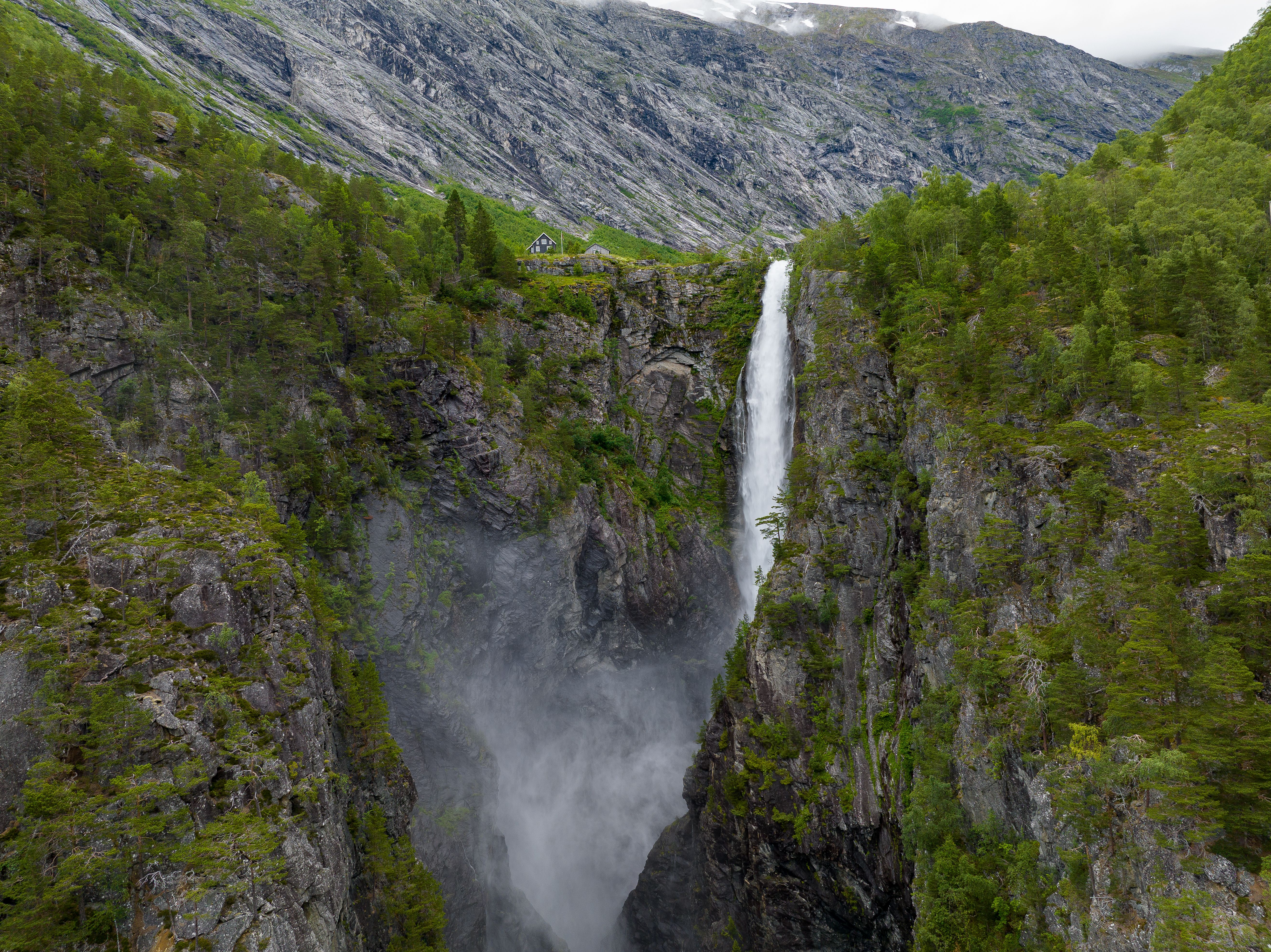 Majestic Waterfall in Scenic Norwegian Landscape · Free Stock Photo