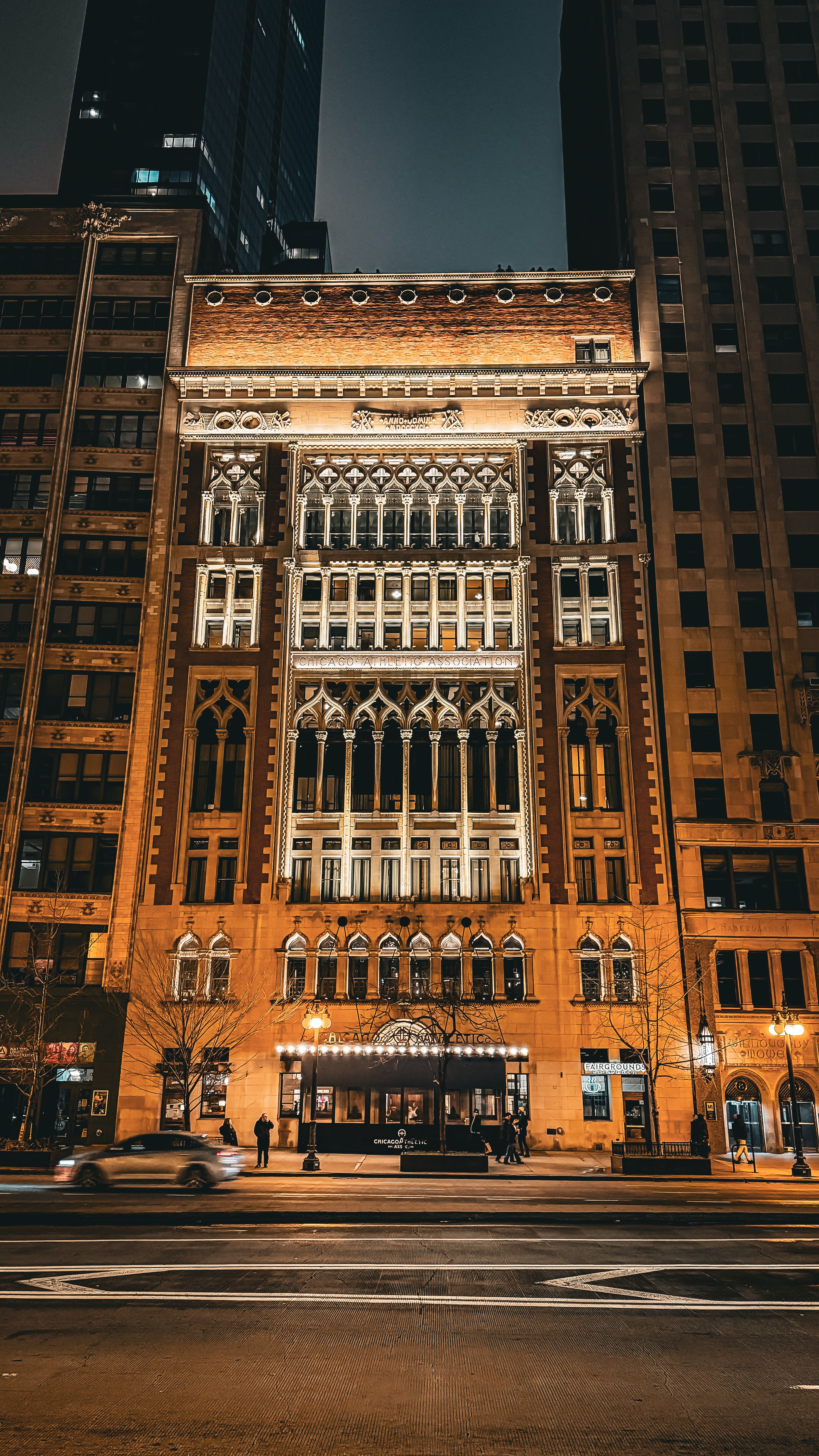 Neo-Gothic Architecture in Downtown Chicago at Night · Free Stock Photo