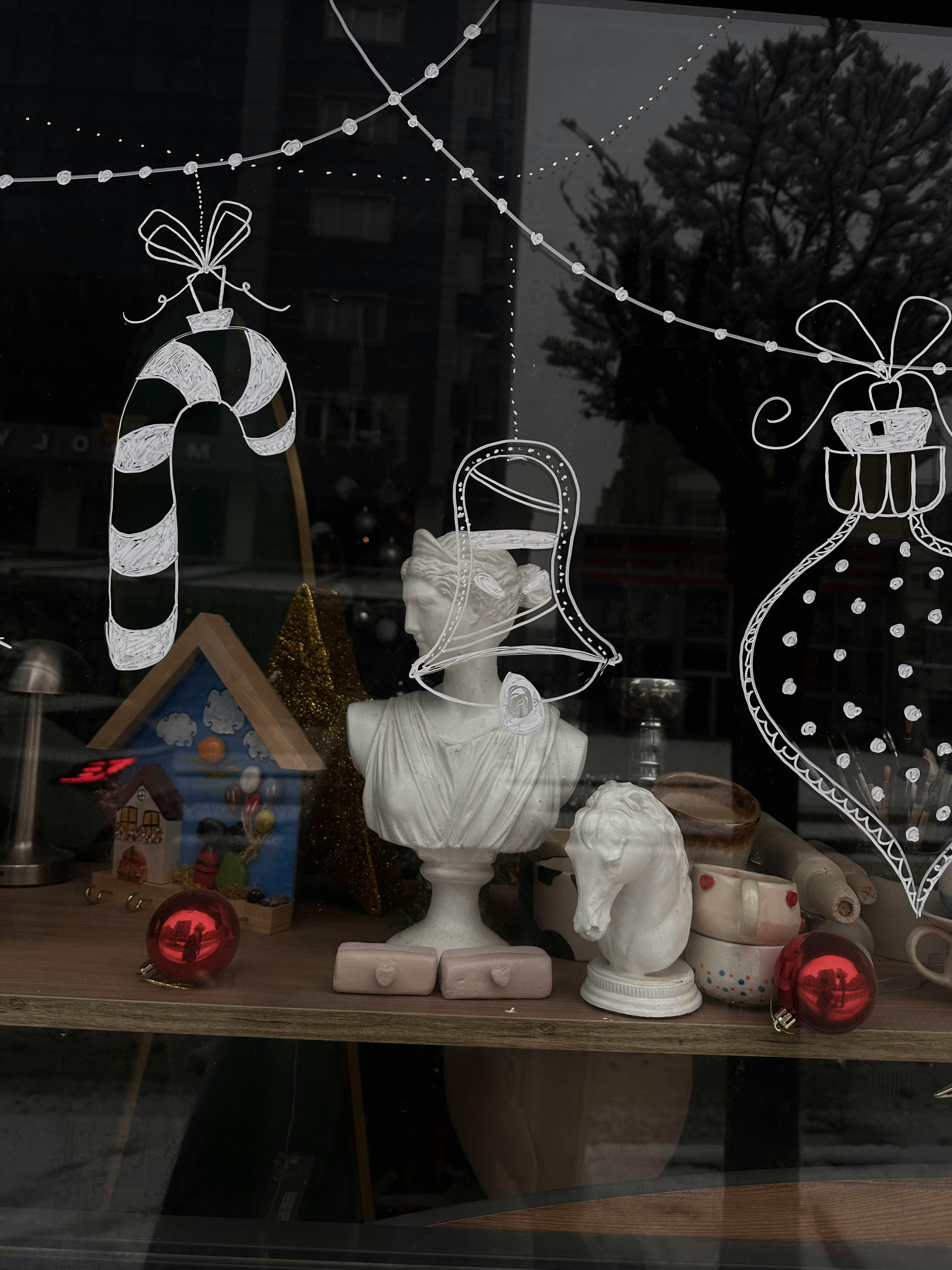 Festive Window Display with Holiday Decor · Free Stock Photo