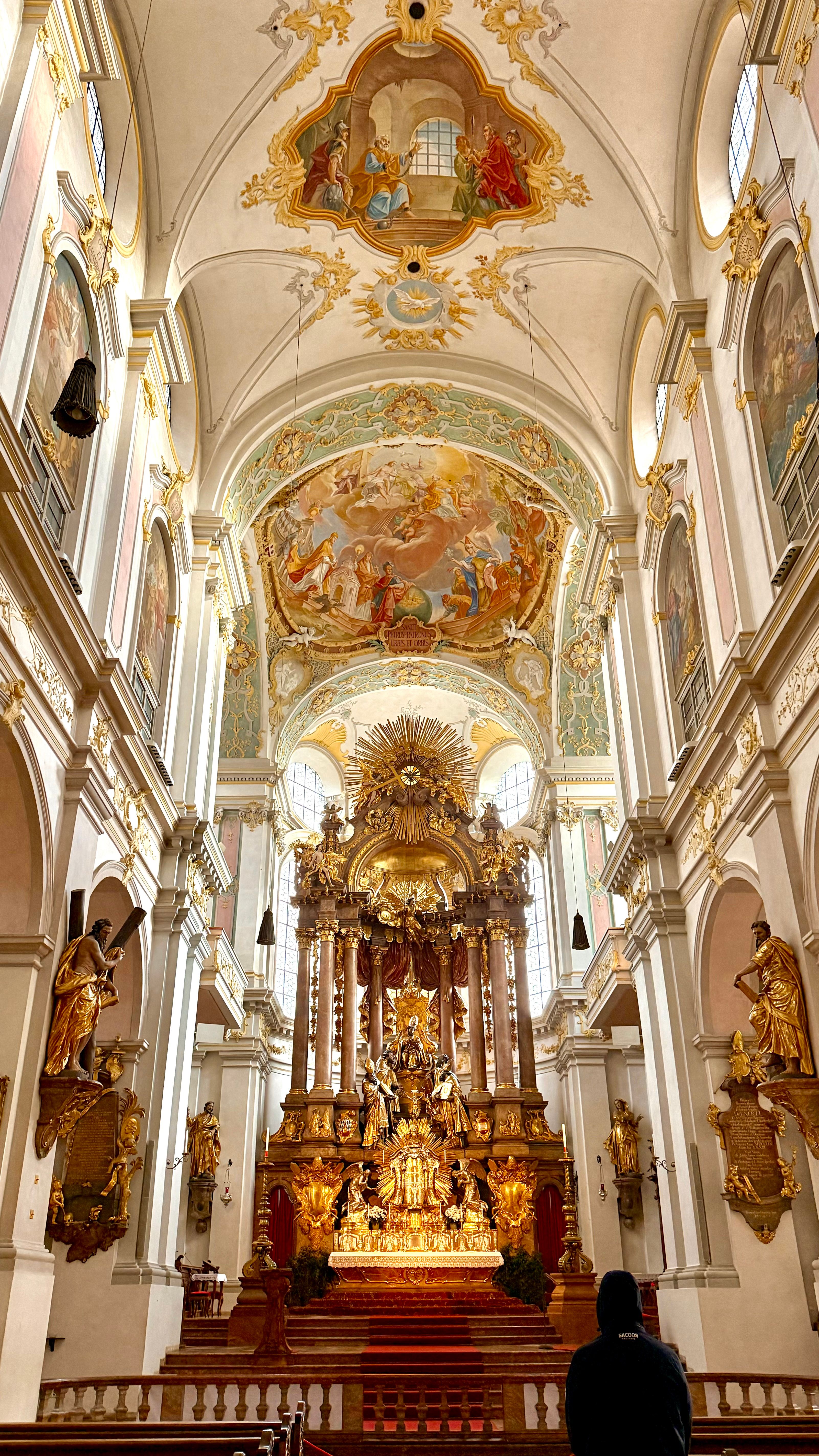 Baroque church interior with ornate altar · Free Stock Photo