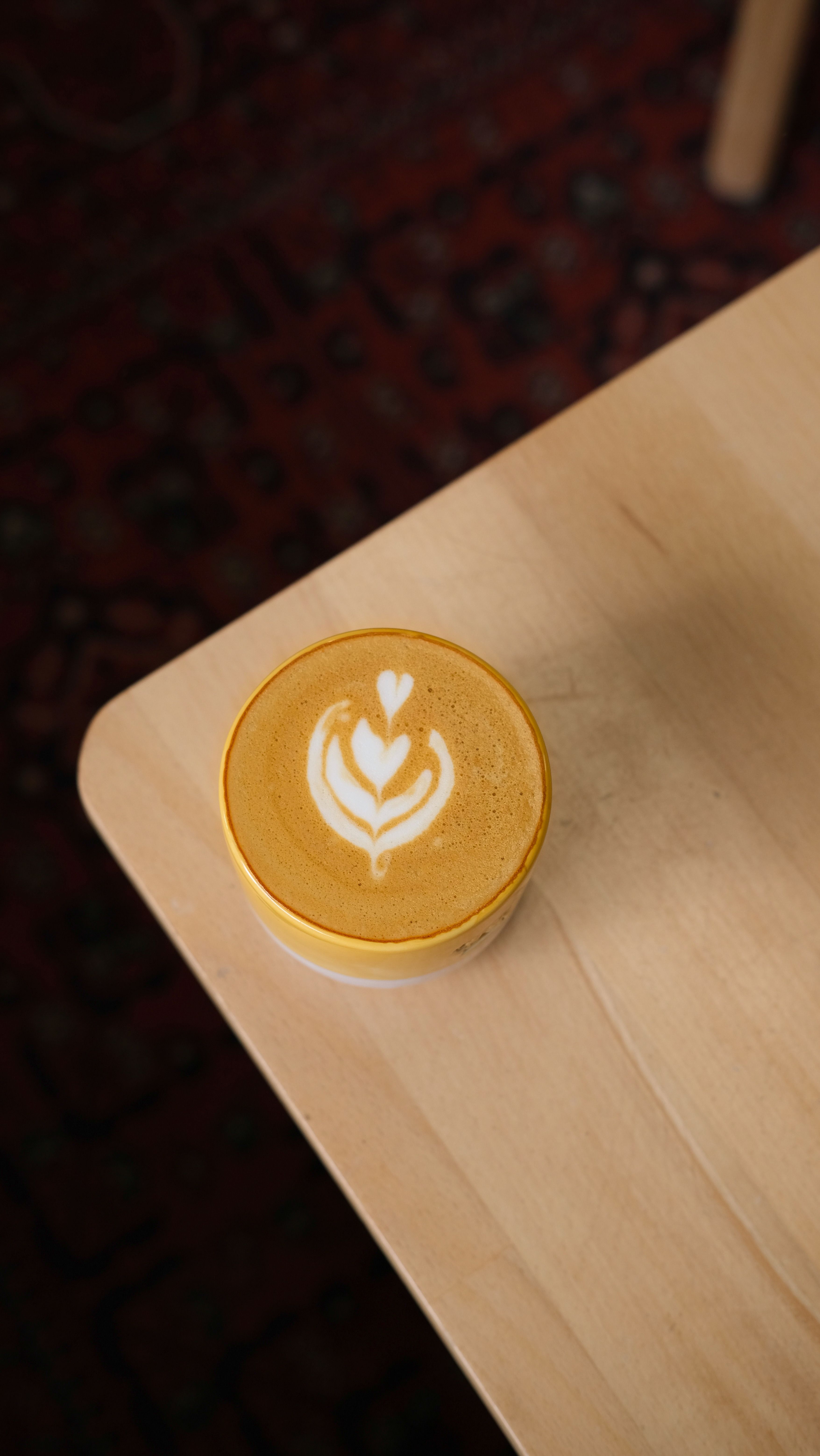 Artistic Latte with Heart Design on Wooden Table · Free Stock Photo