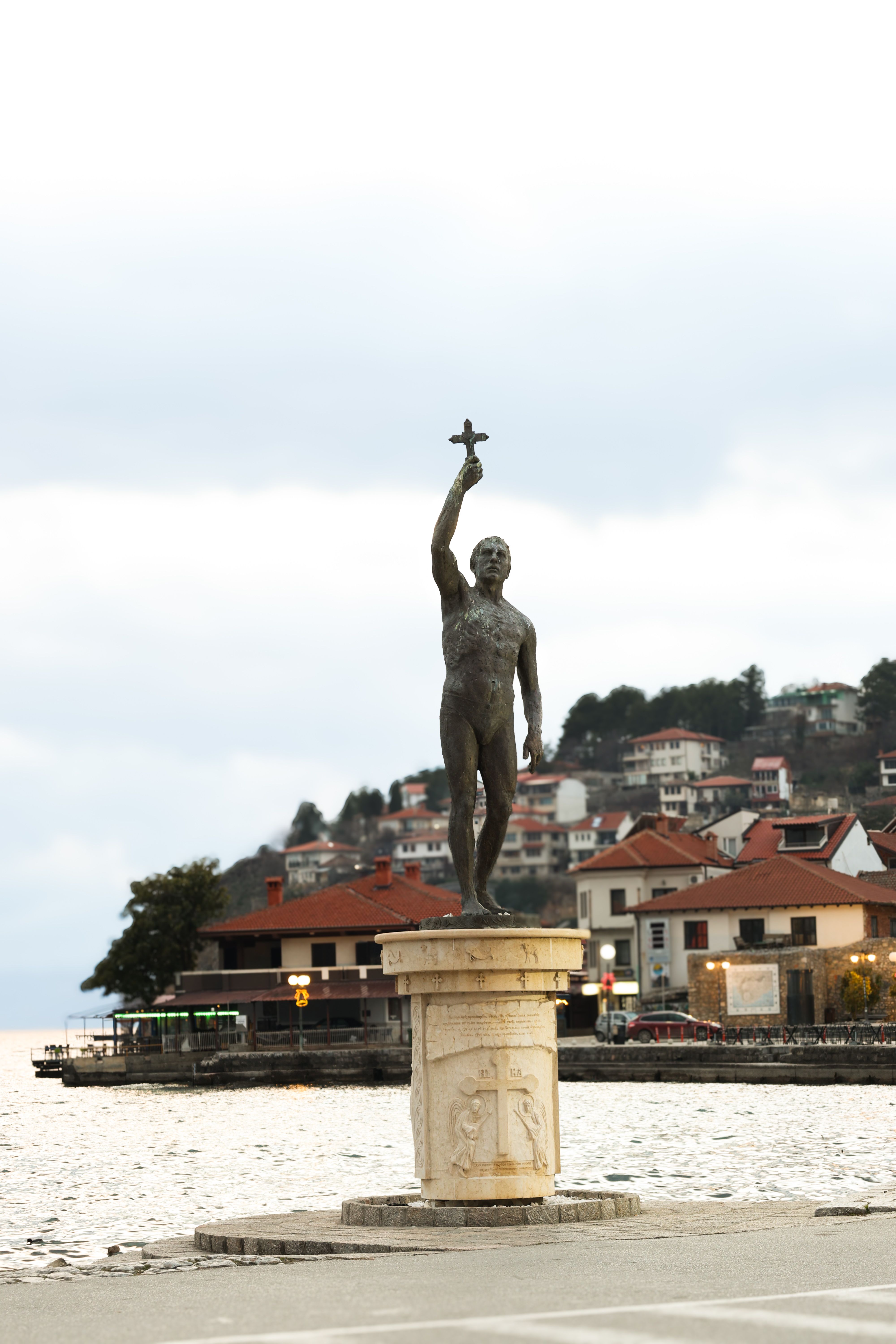 Statue of Man by Lake Ohrid in Macedonia · Free Stock Photo