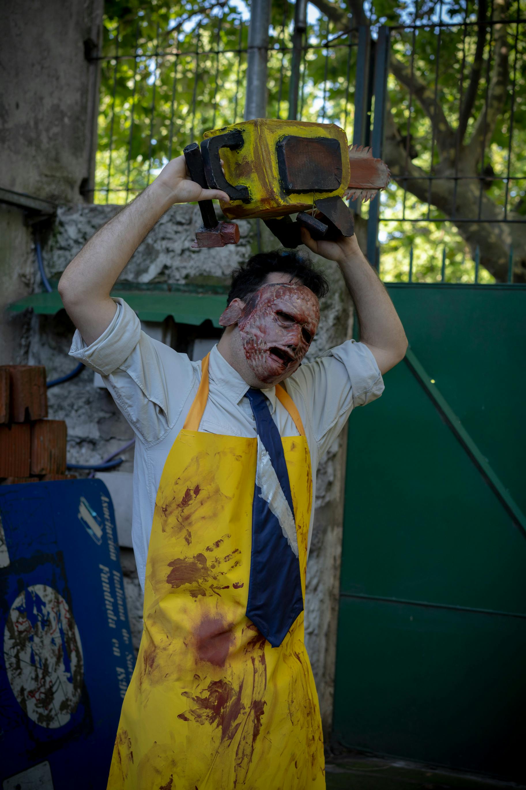 Zombie Cosplayer with Chainsaw at Buenos Aires Convention · Free Stock ...