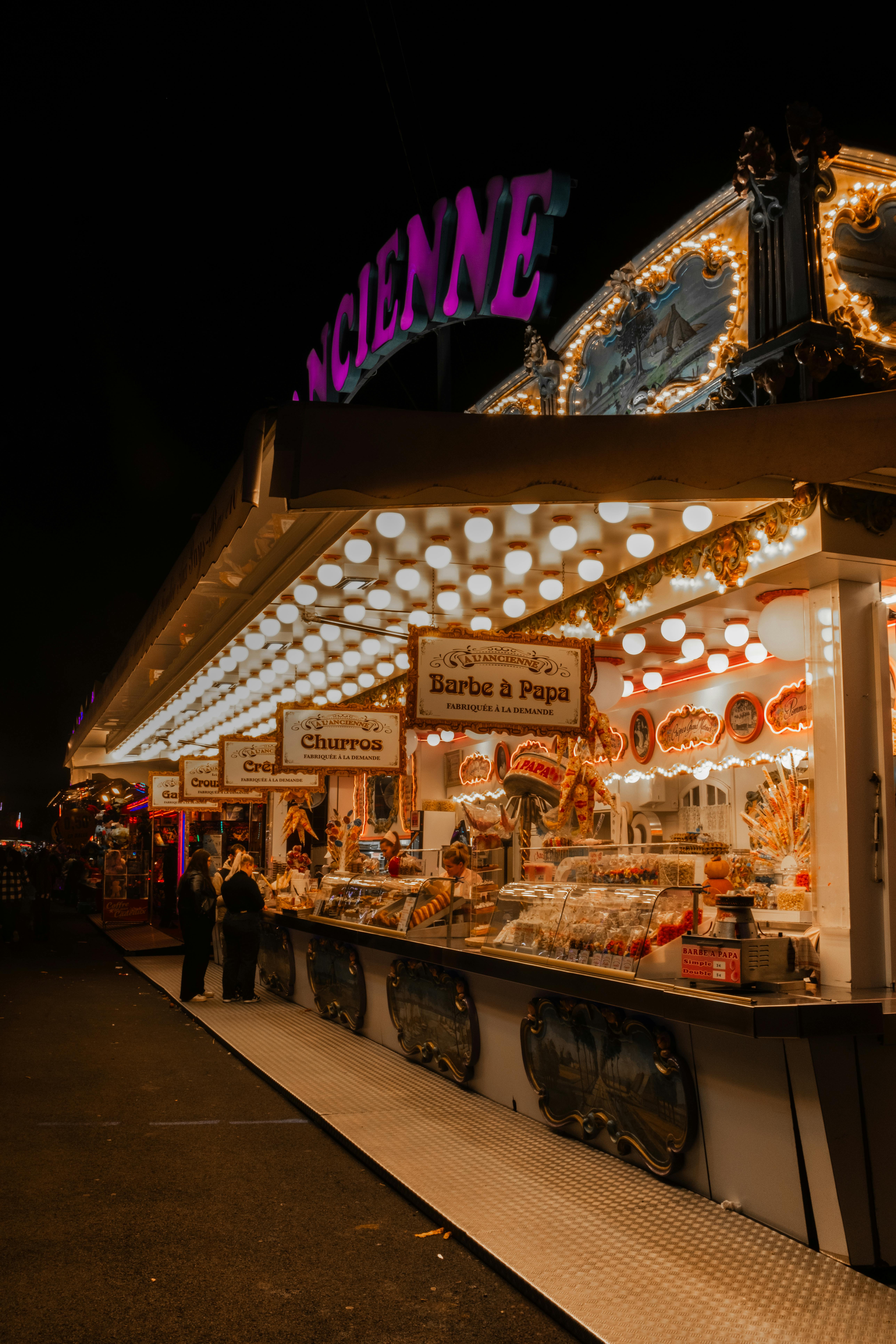 Festive Night Carnival Concession Stand · Free Stock Photo