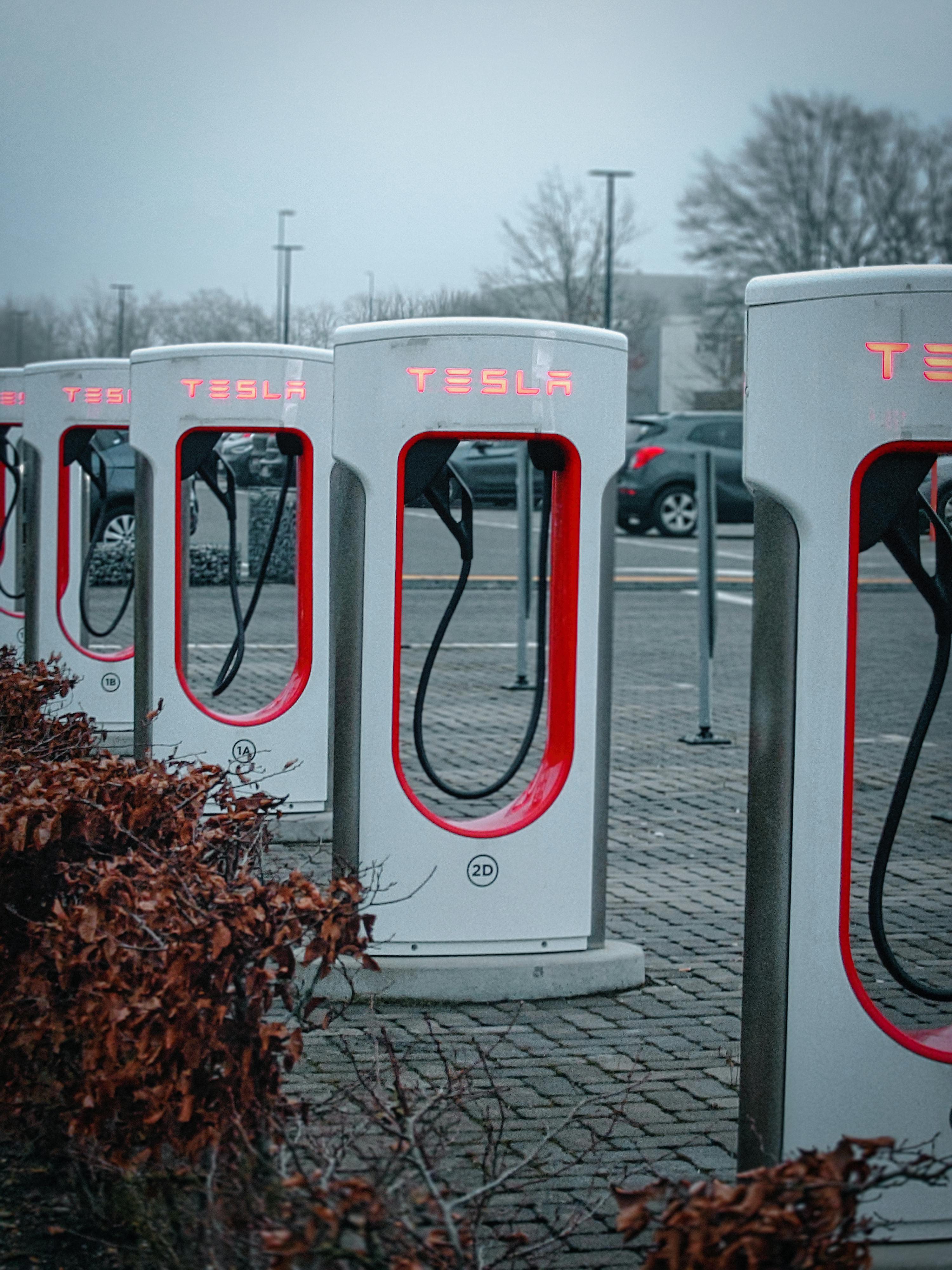 Tesla Charging Stations in Urban Setting · Free Stock Photo