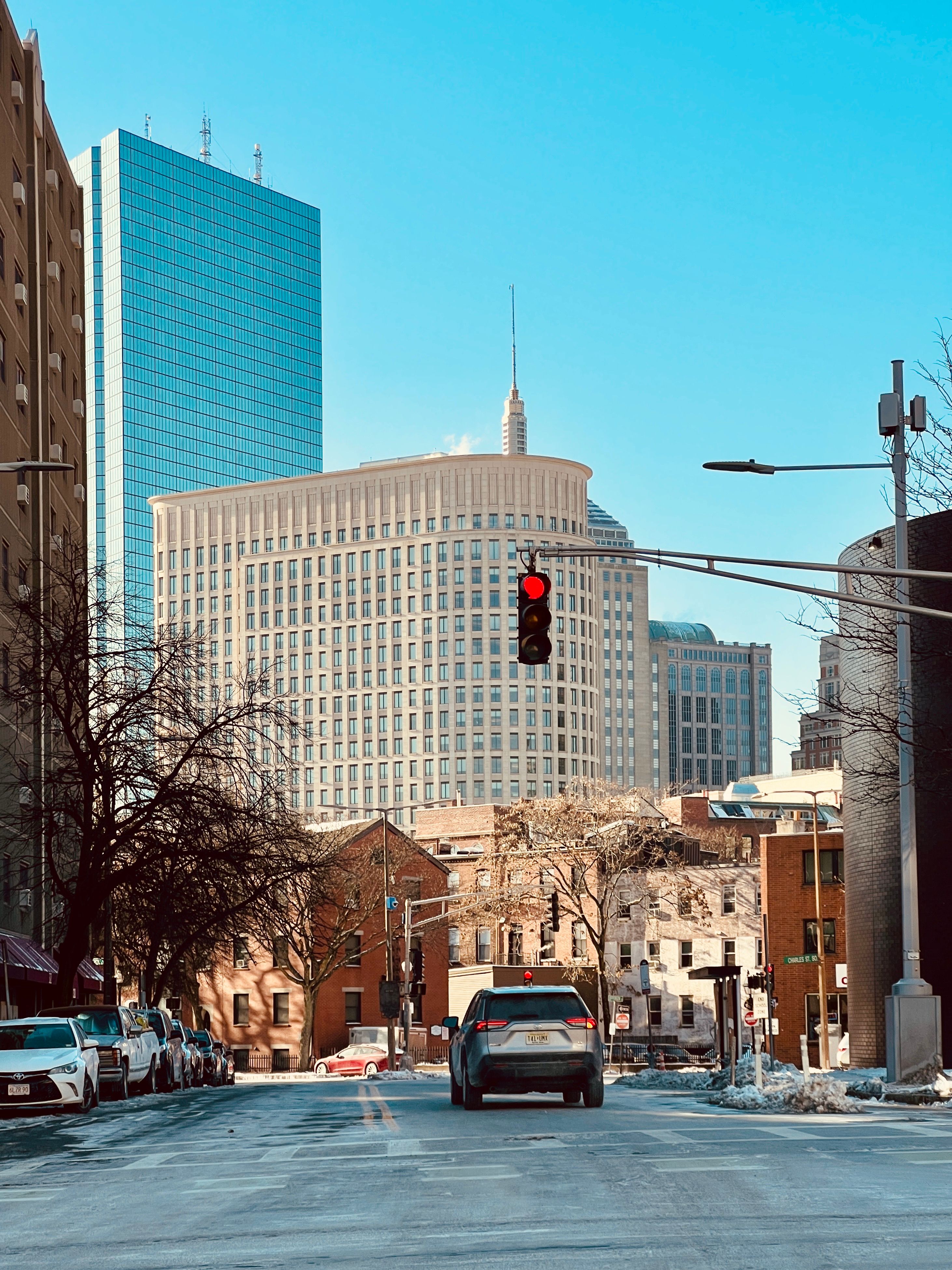 Urban Street View with Historic Boston Skyscrapers · Free Stock Photo