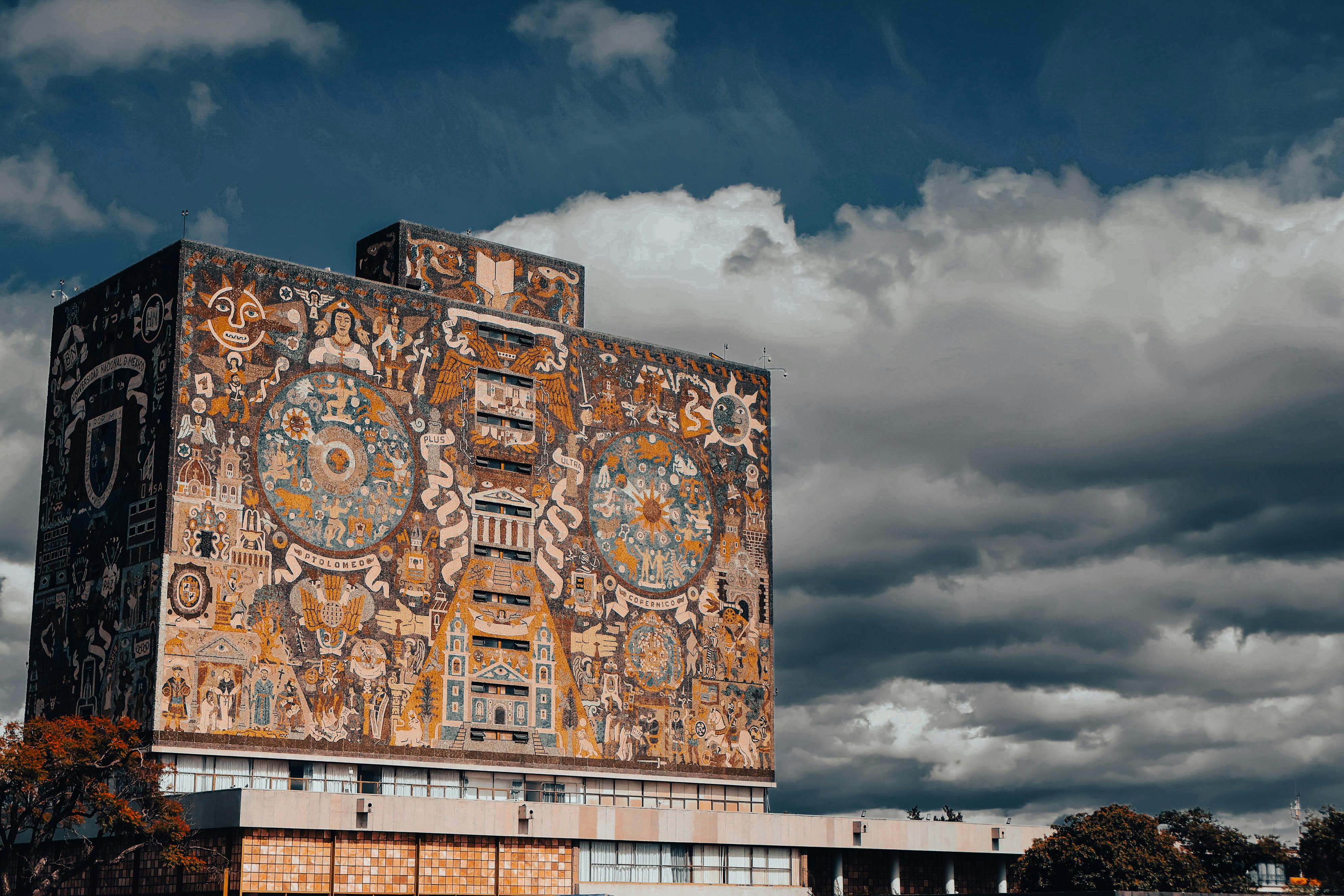 Artistic View of UNAM Central Library Façade · Free Stock Photo
