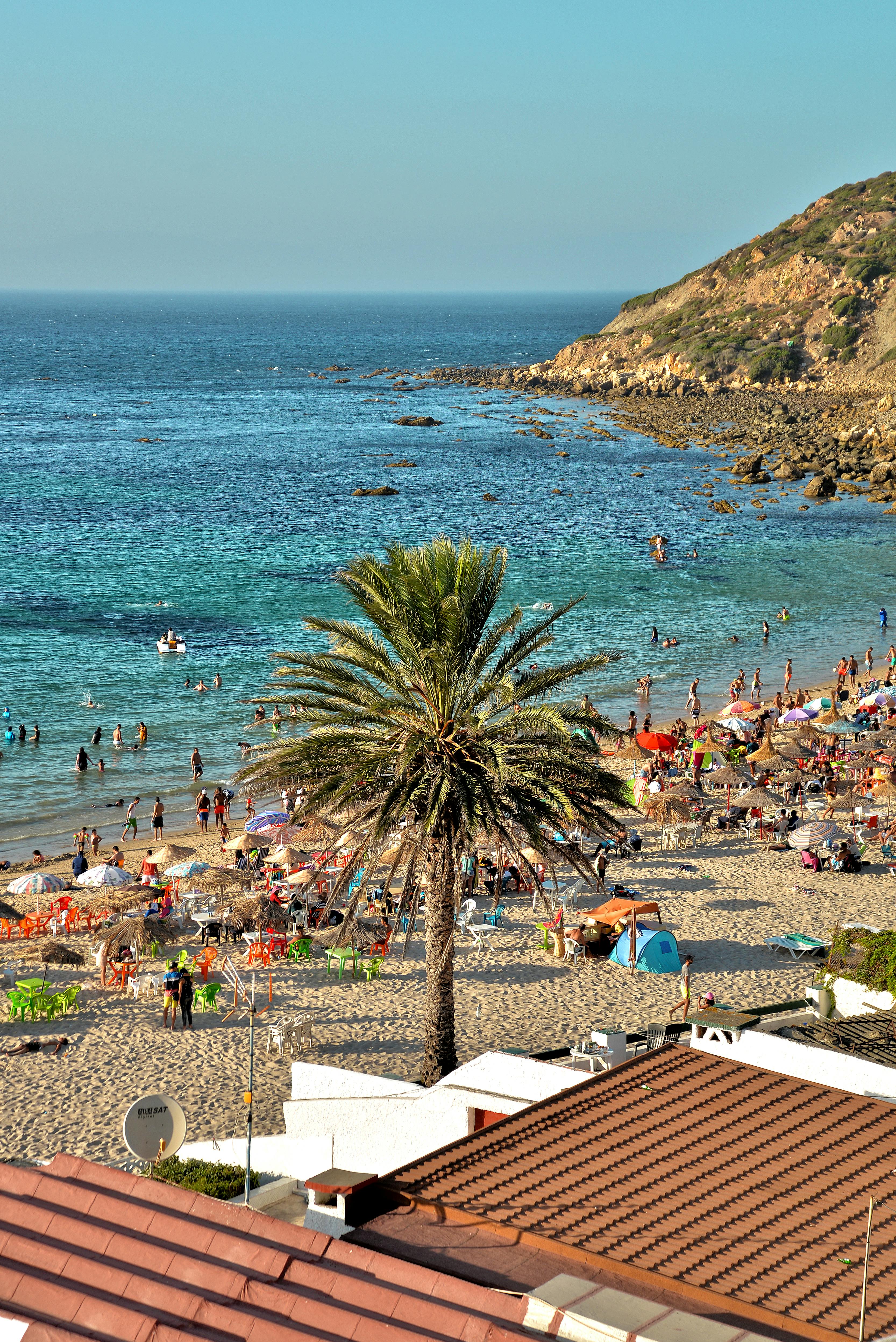 Crowded Beach in Tanger Morocco on a Sunny Day · Free Stock Photo