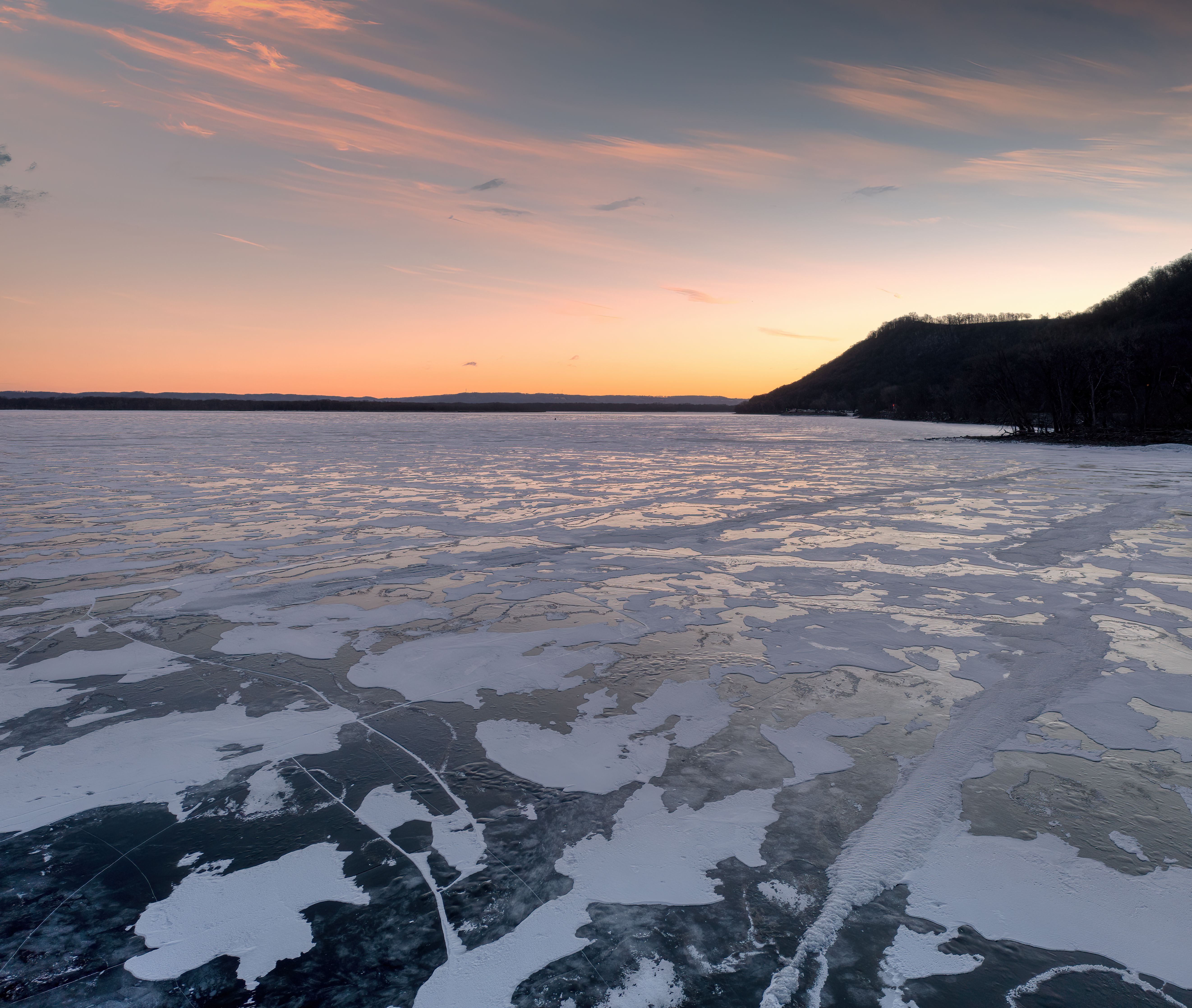 Frozen Lake at Sunset in Minnesota · Free Stock Photo