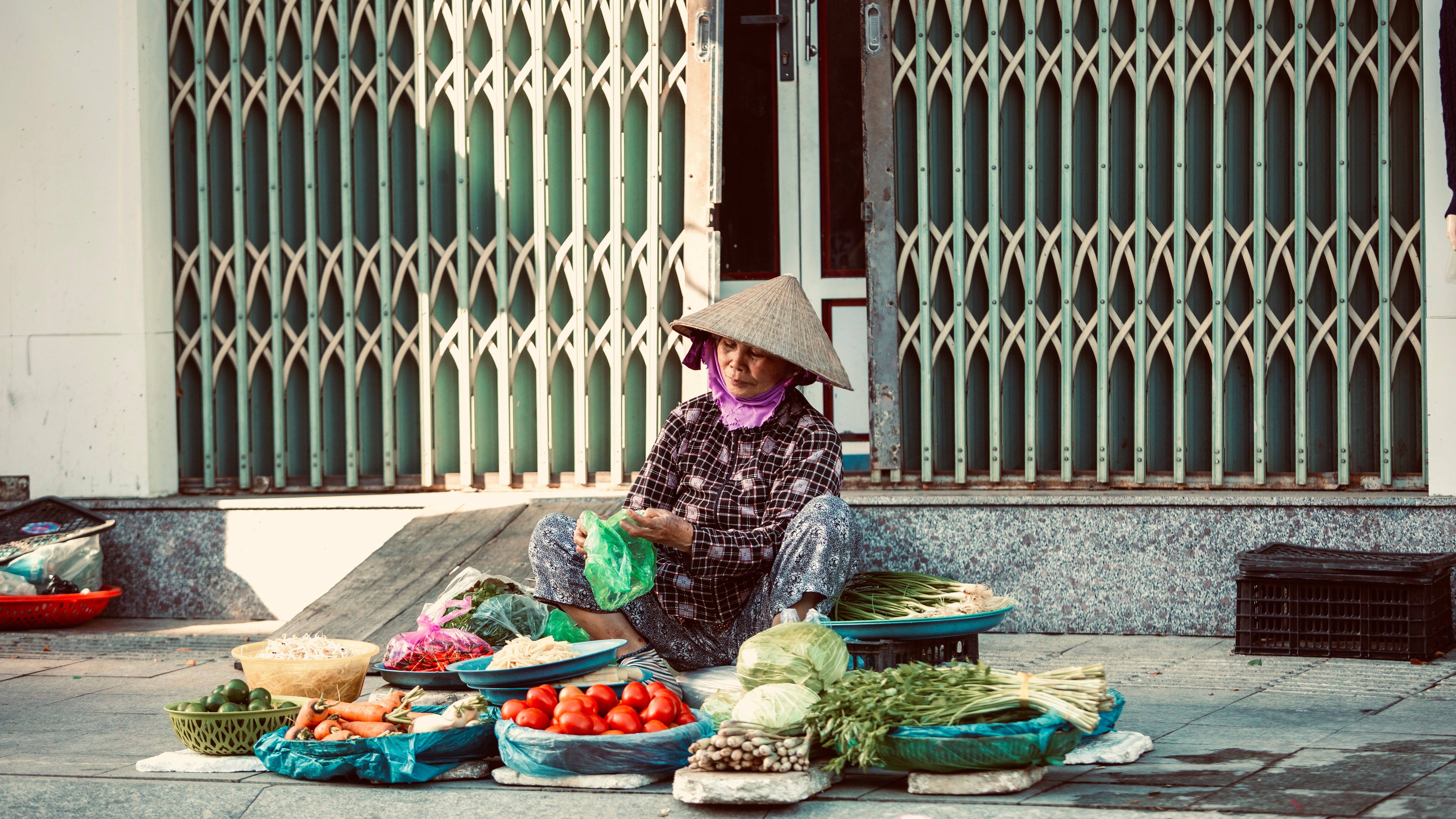 Traditional Vietnamese street vendor selling fresh produce · Free Stock ...