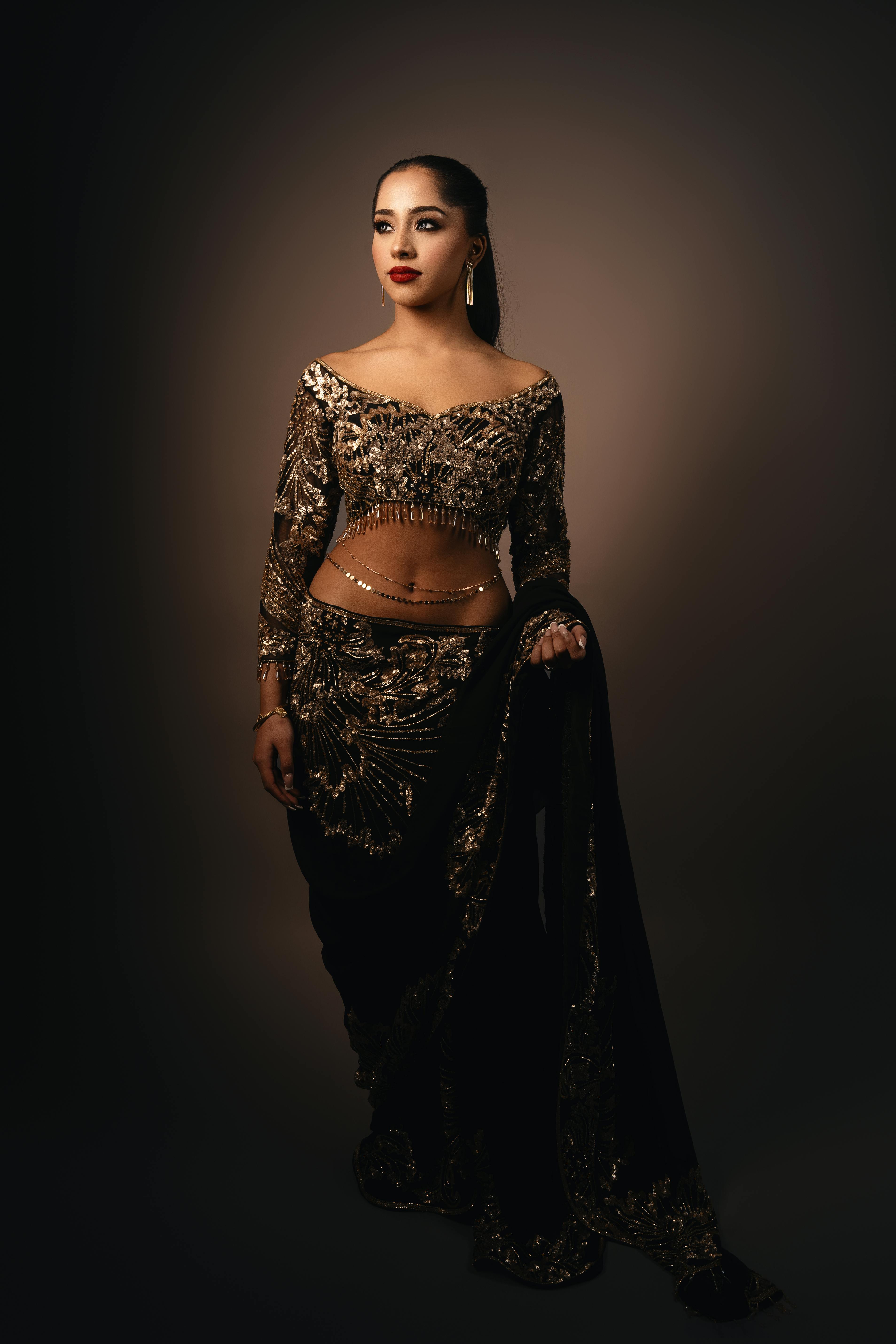 Elegant South Asian Fashion Portrait in Studio · Free Stock Photo