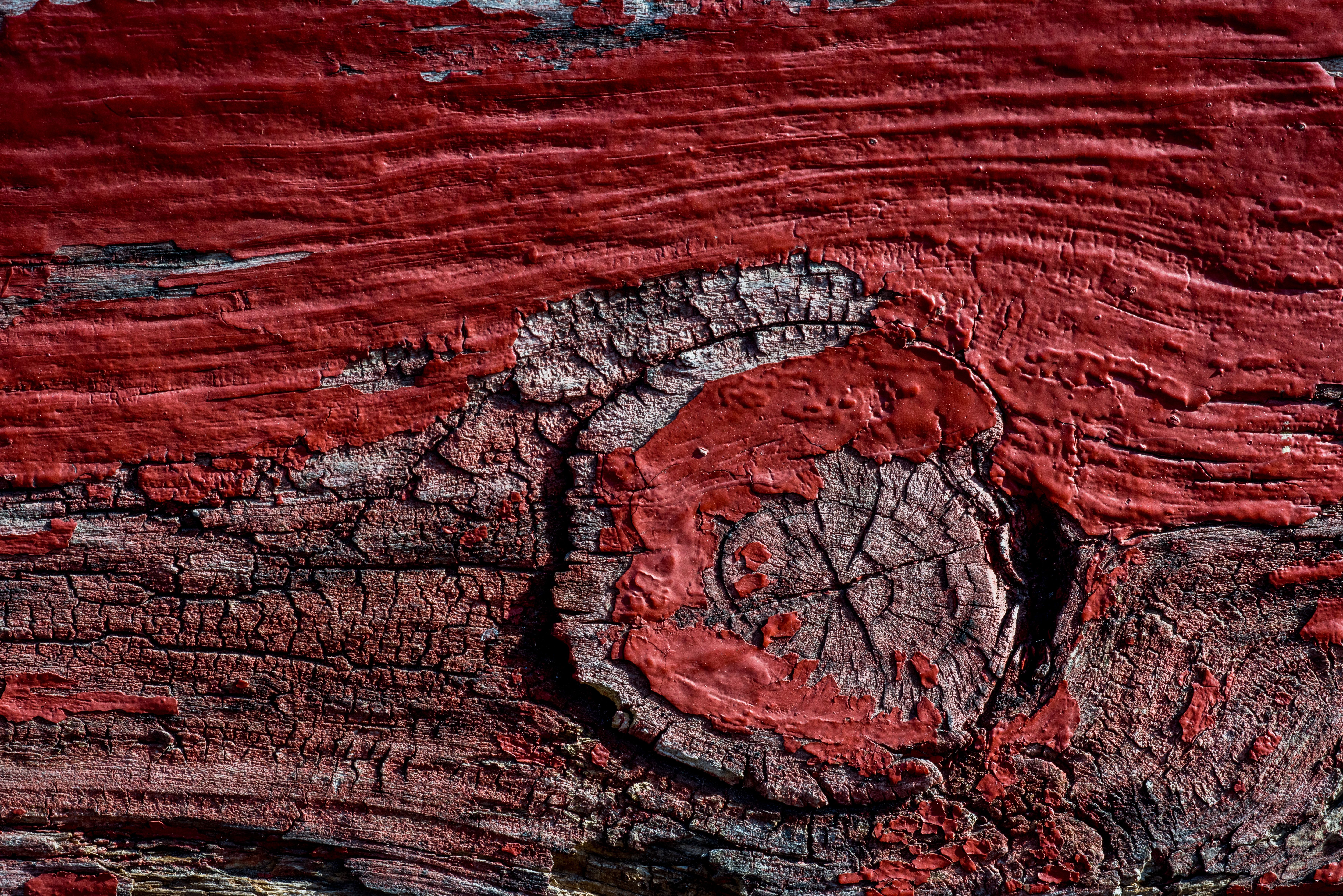 Close-up of Weathered Red Painted Wood · Free Stock Photo