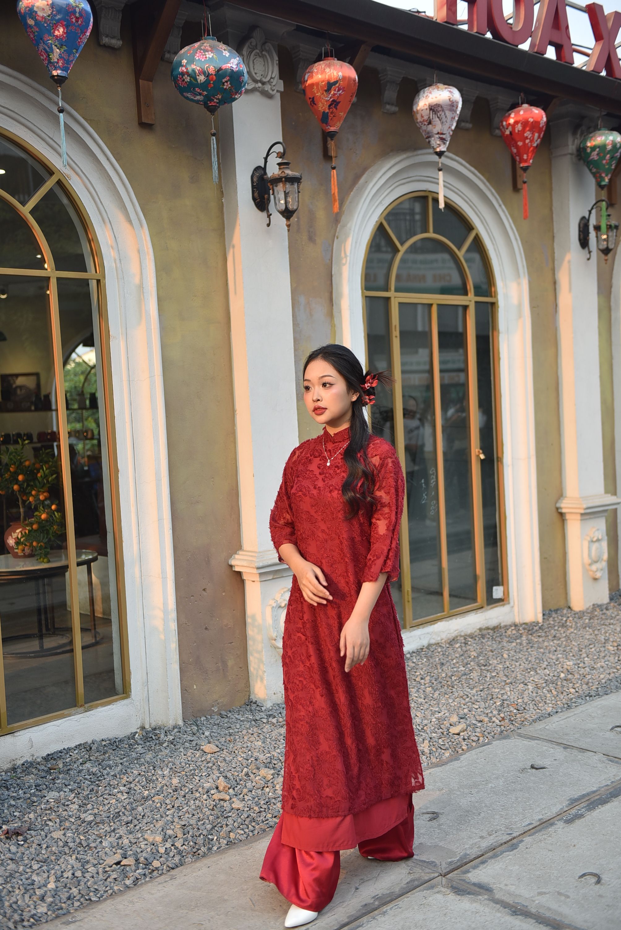 Traditional Red Dress Woman Outdoors · Free Stock Photo