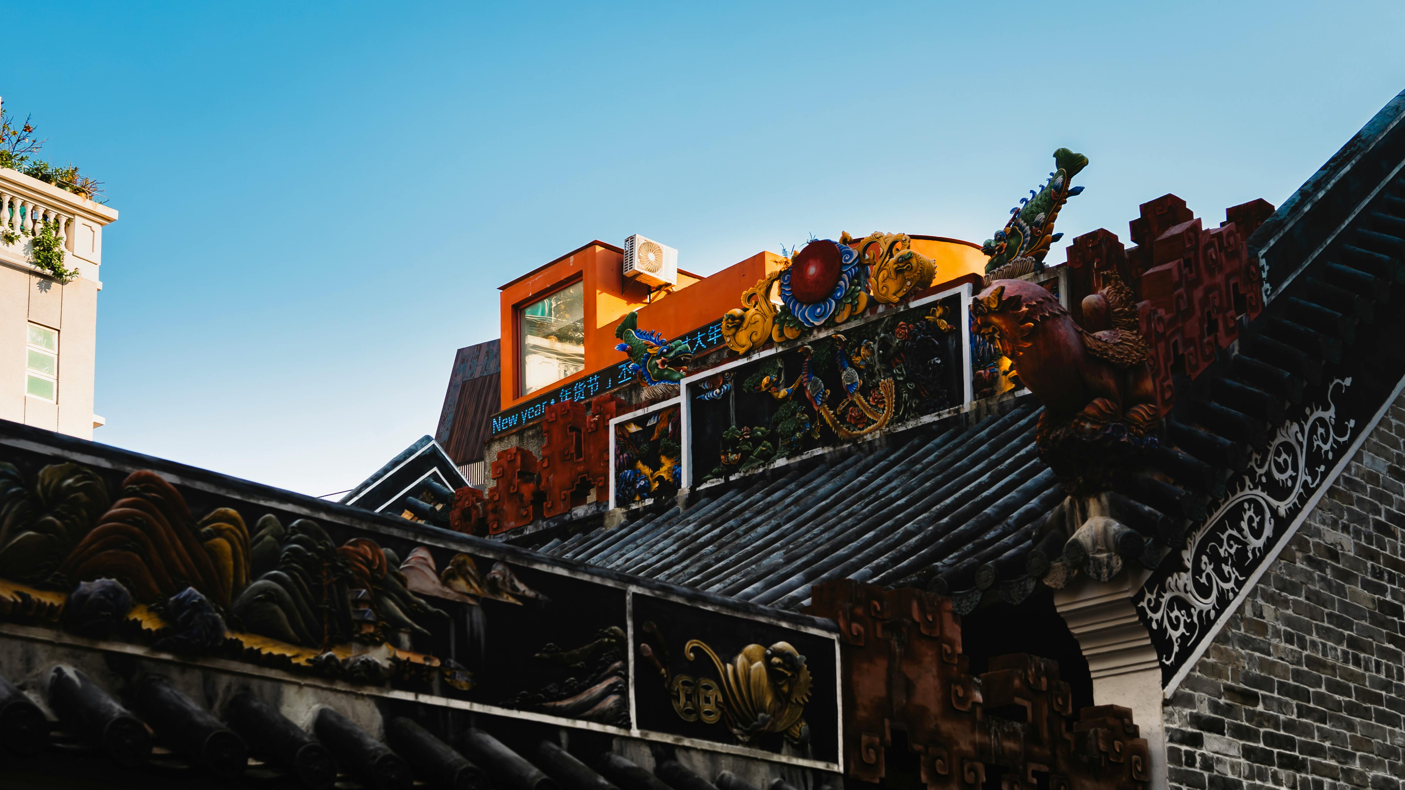 Traditional Chinese Architecture with Decorative Rooftops · Free Stock ...