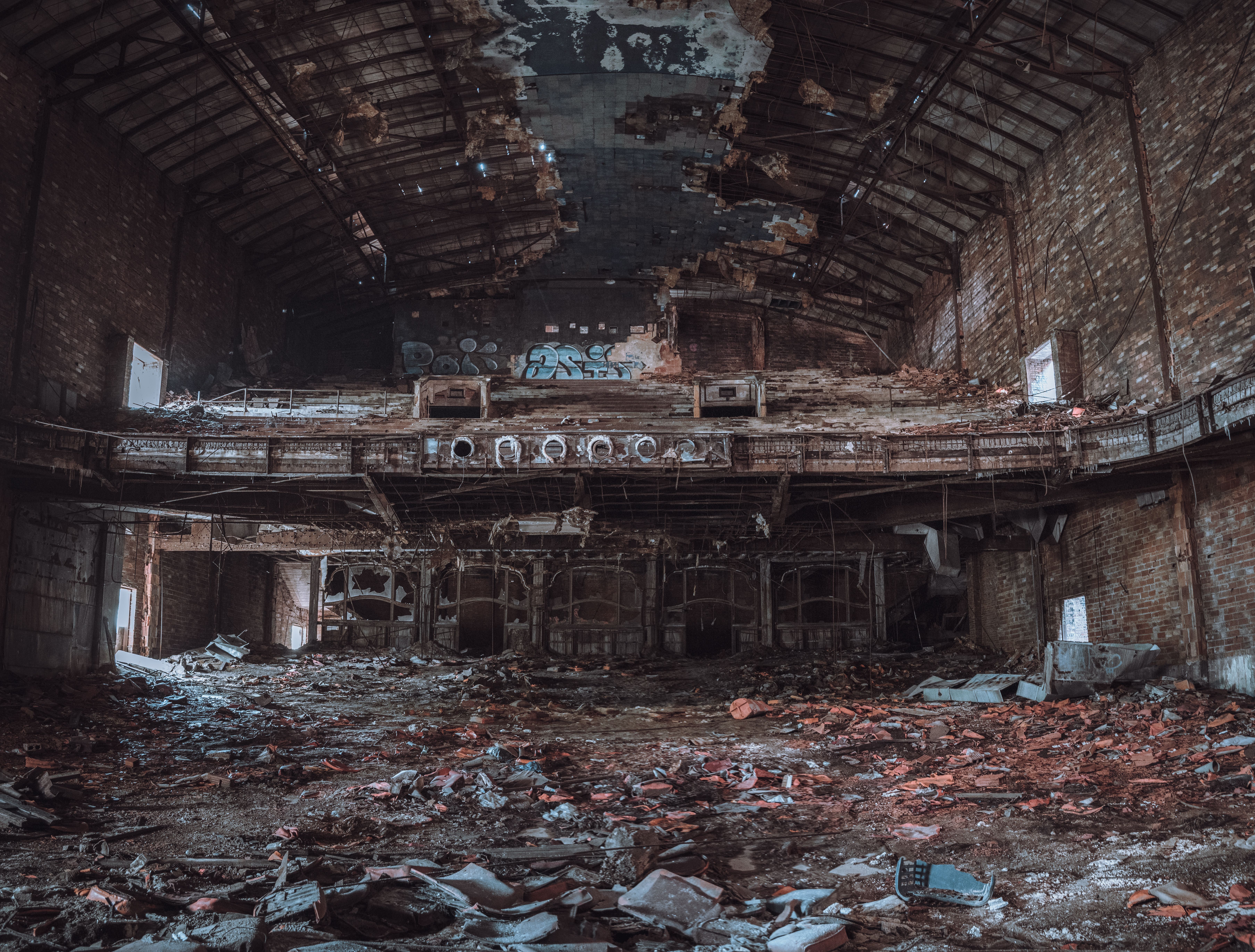 Abandoned Theater Interior with Debris · Free Stock Photo