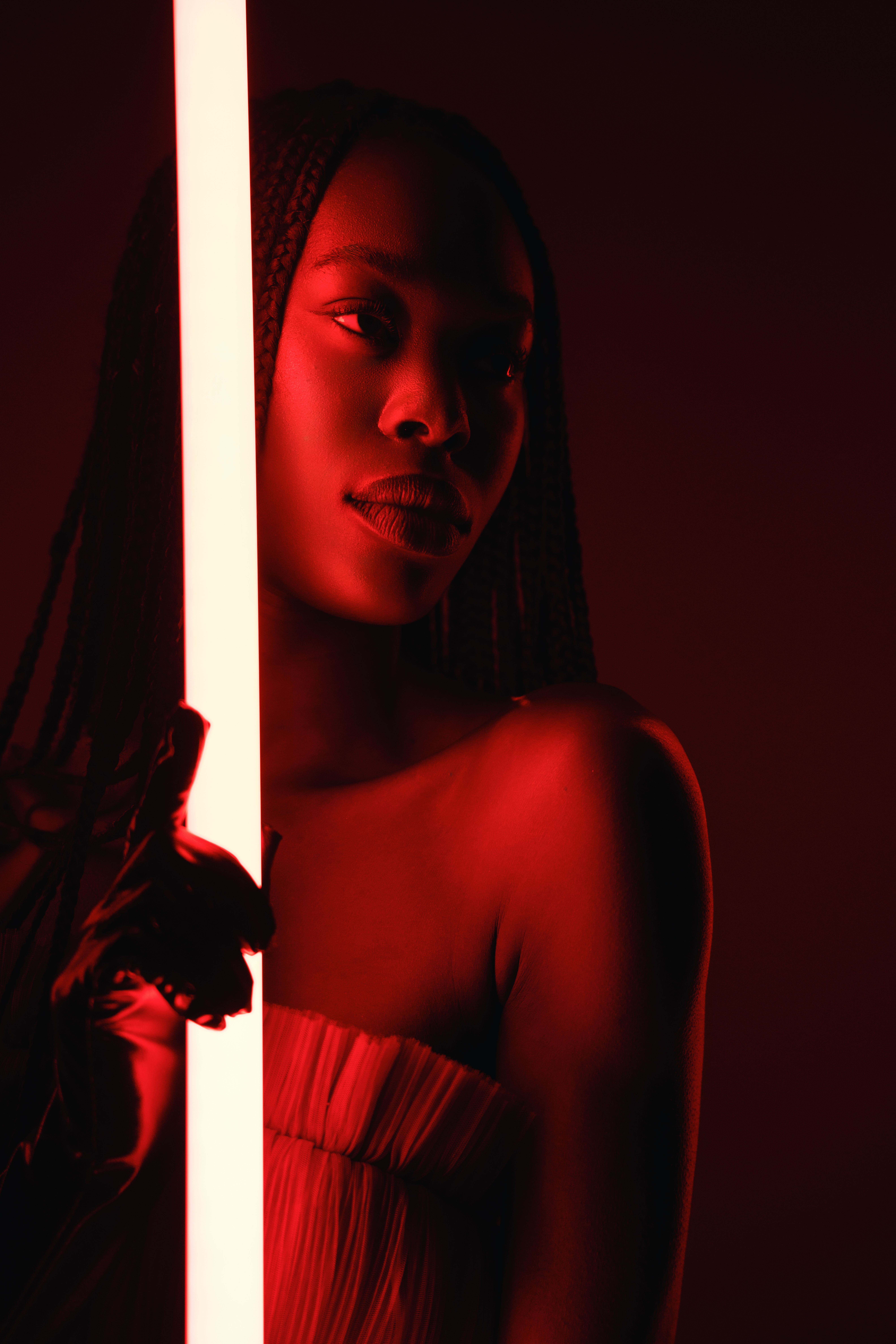 Dramatic Fashion Portrait with Red Lighting · Free Stock Photo