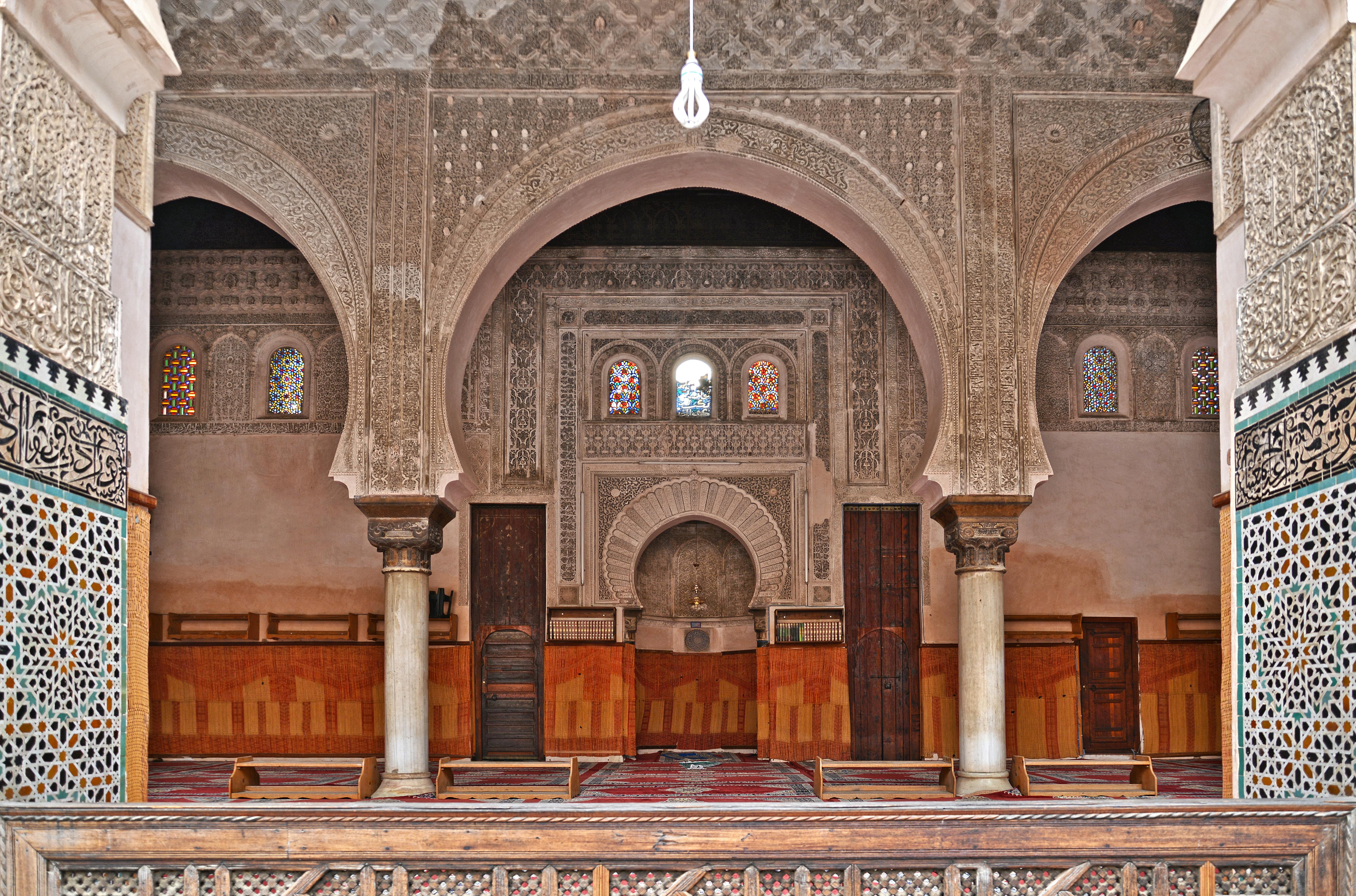 Intricate Moroccan Architecture in Fès Madrasa · Free Stock Photo