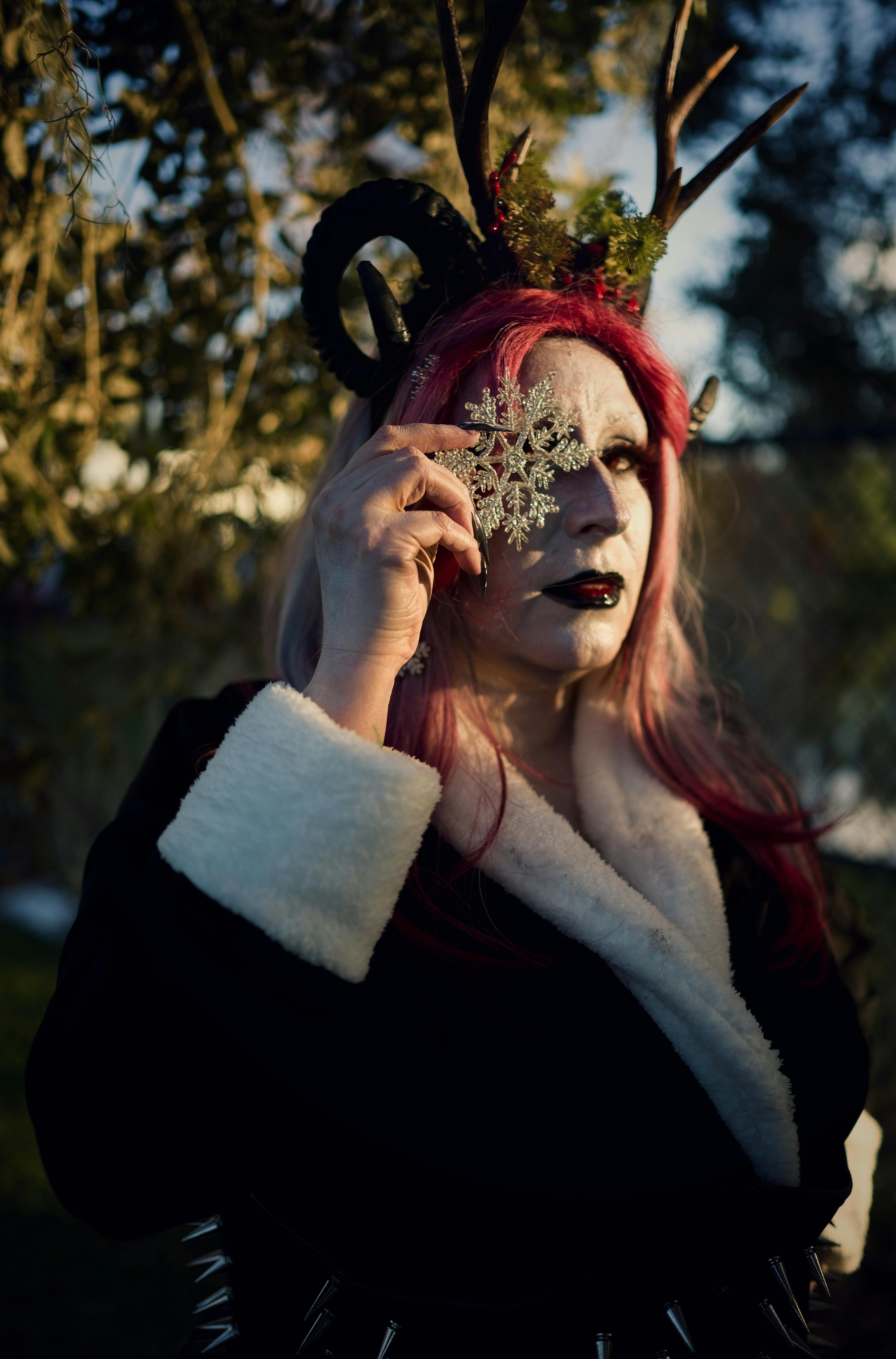 Fantasy Costume with Antler Crown and Snowflake · Free Stock Photo