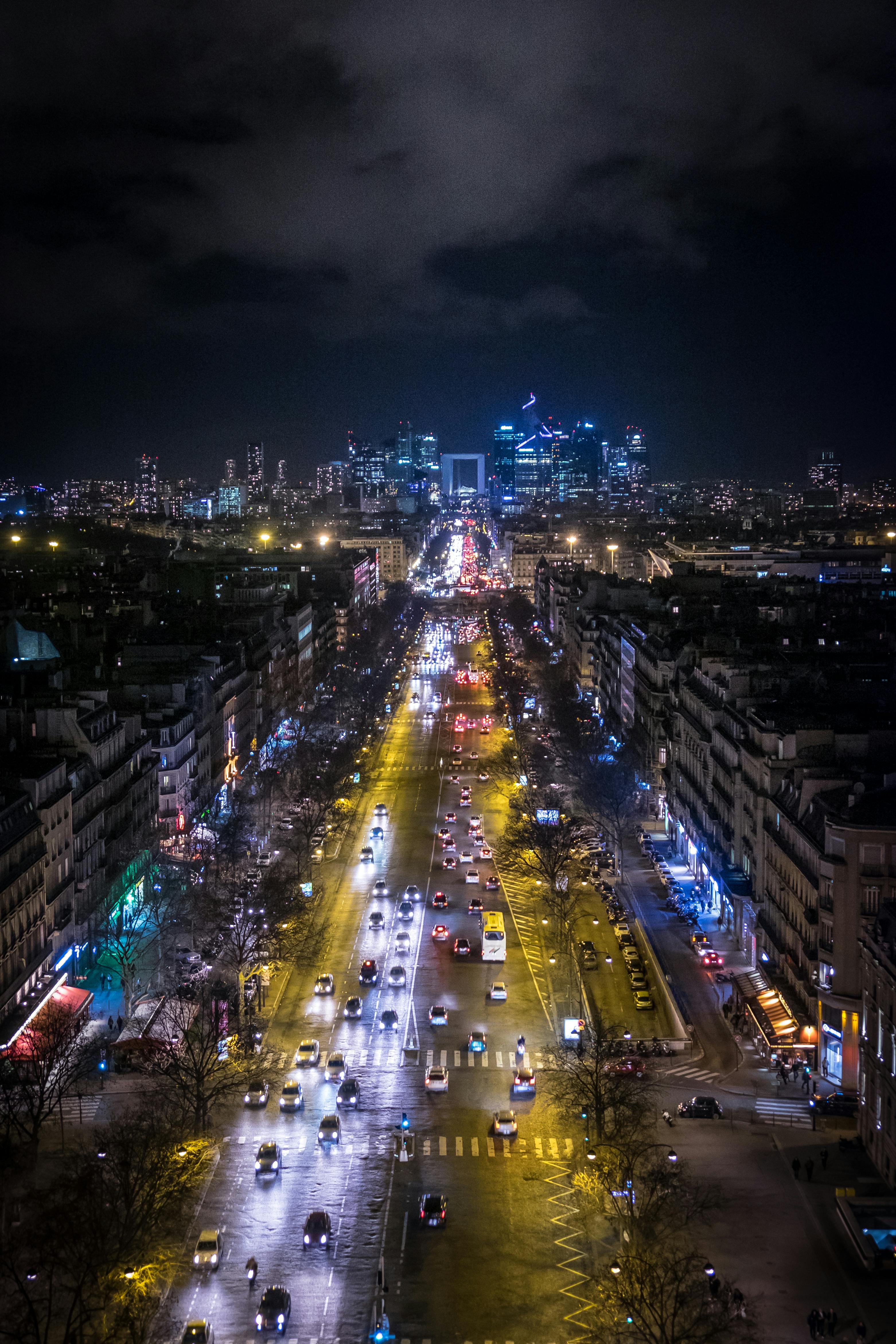 Paris Night Scene with Vibrant City Lights · Free Stock Photo