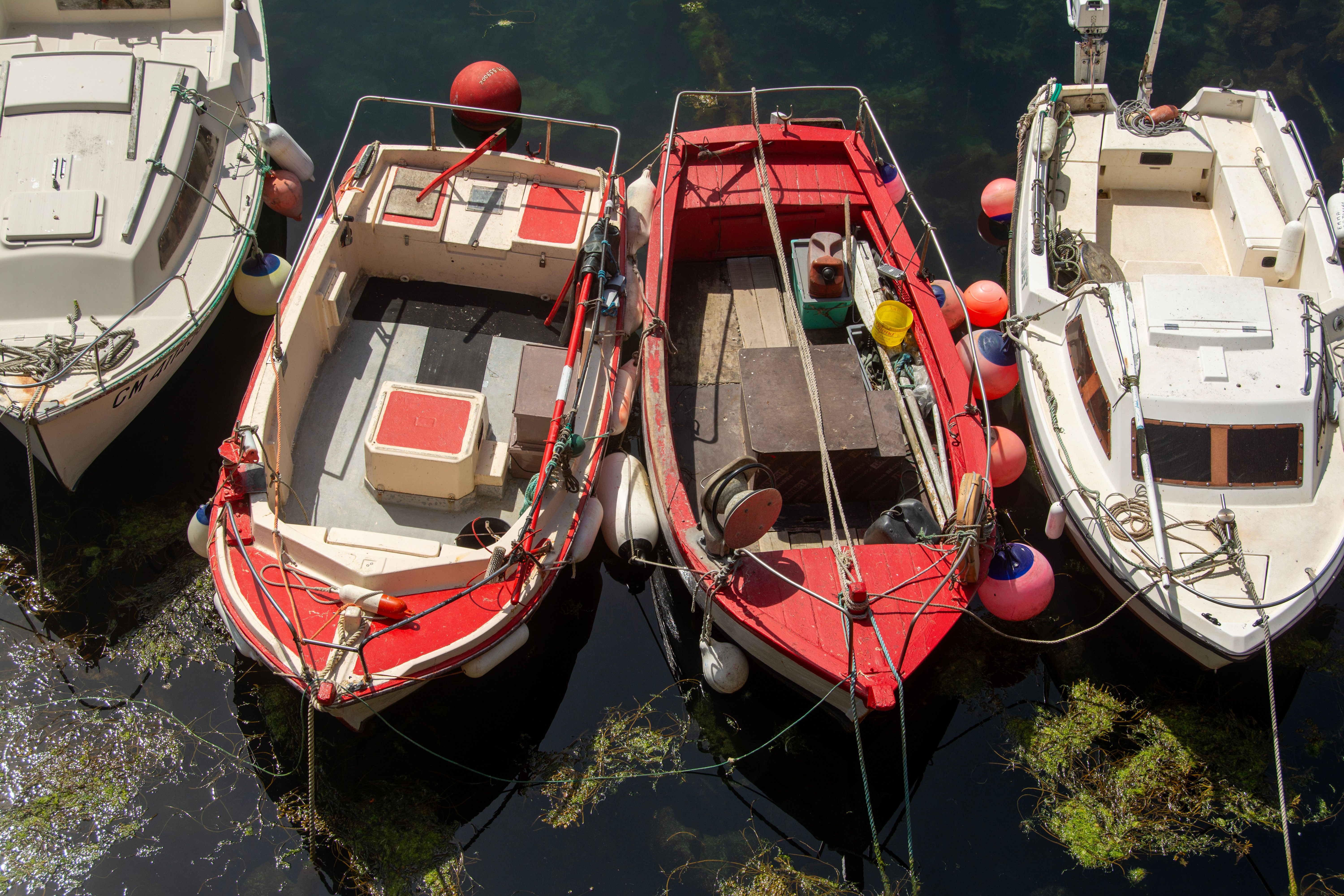 Top view of colorful boats docked together · Free Stock Photo