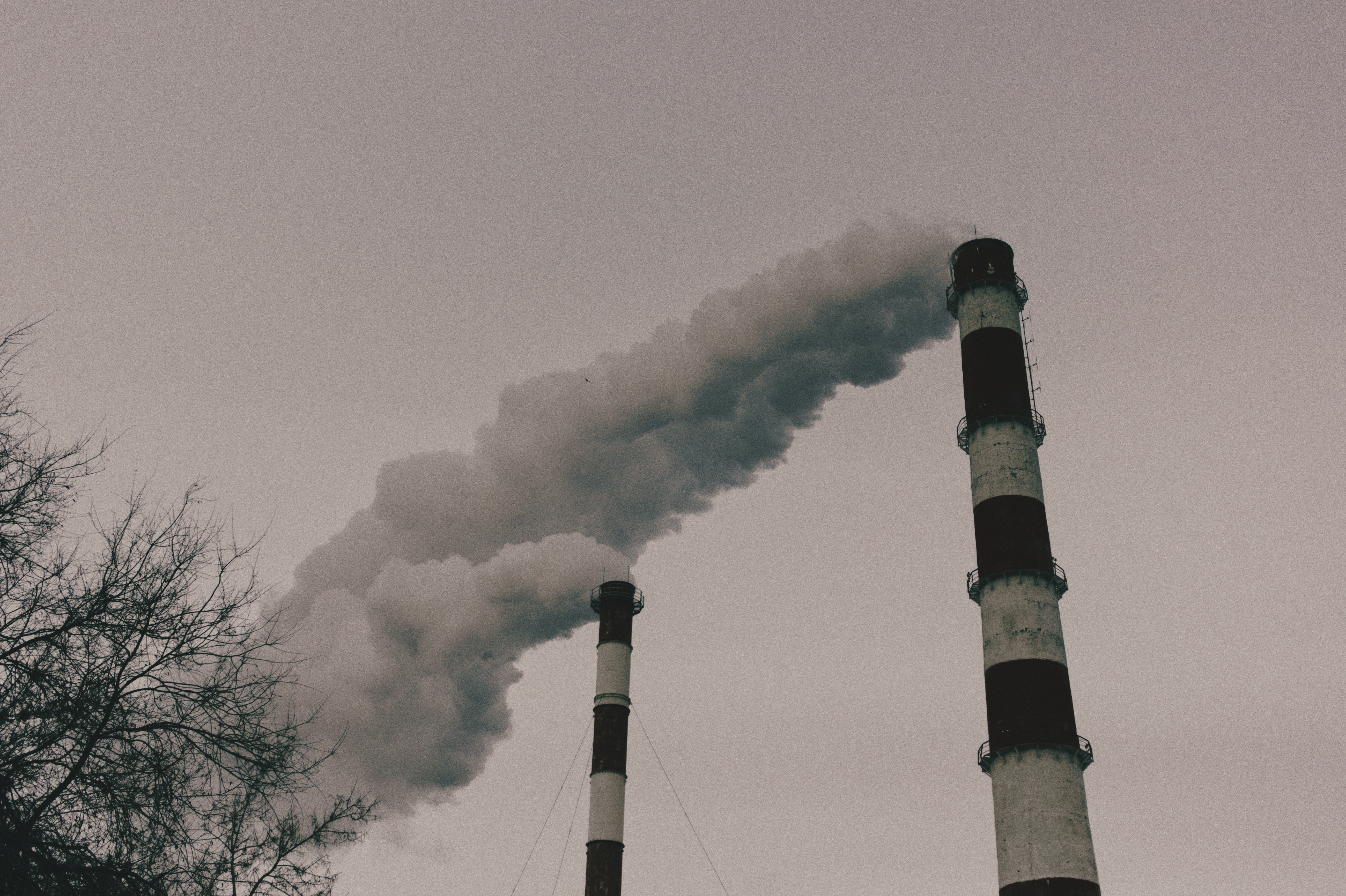 Industrial Smokestacks Emitting Thick Smoke Outdoors · Free Stock Photo