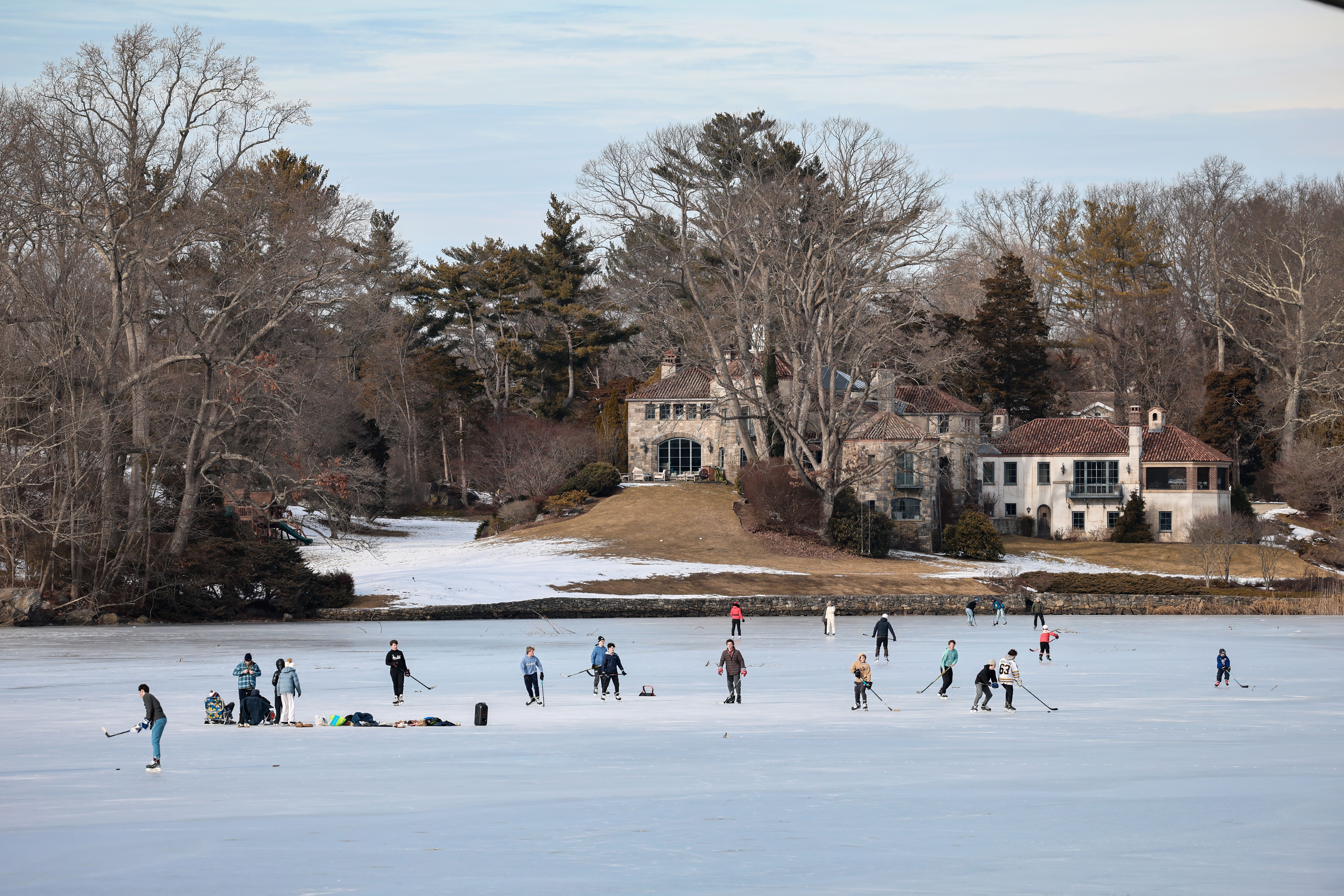 Winter Ice Hockey on Darien's Gorham's Pond · Free Stock Photo