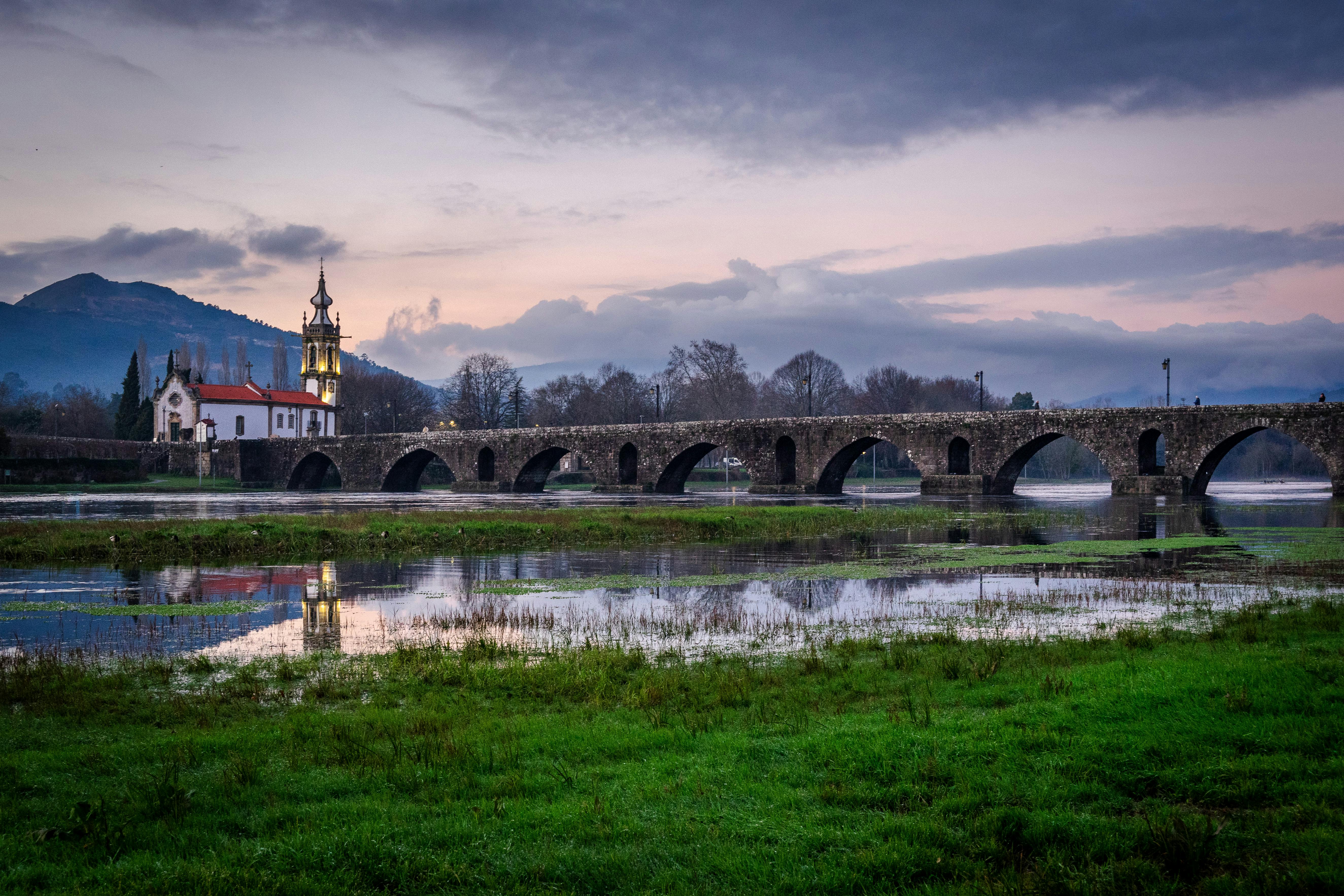 Historic Ponte de Lima Bridge at Dusk · Free Stock Photo