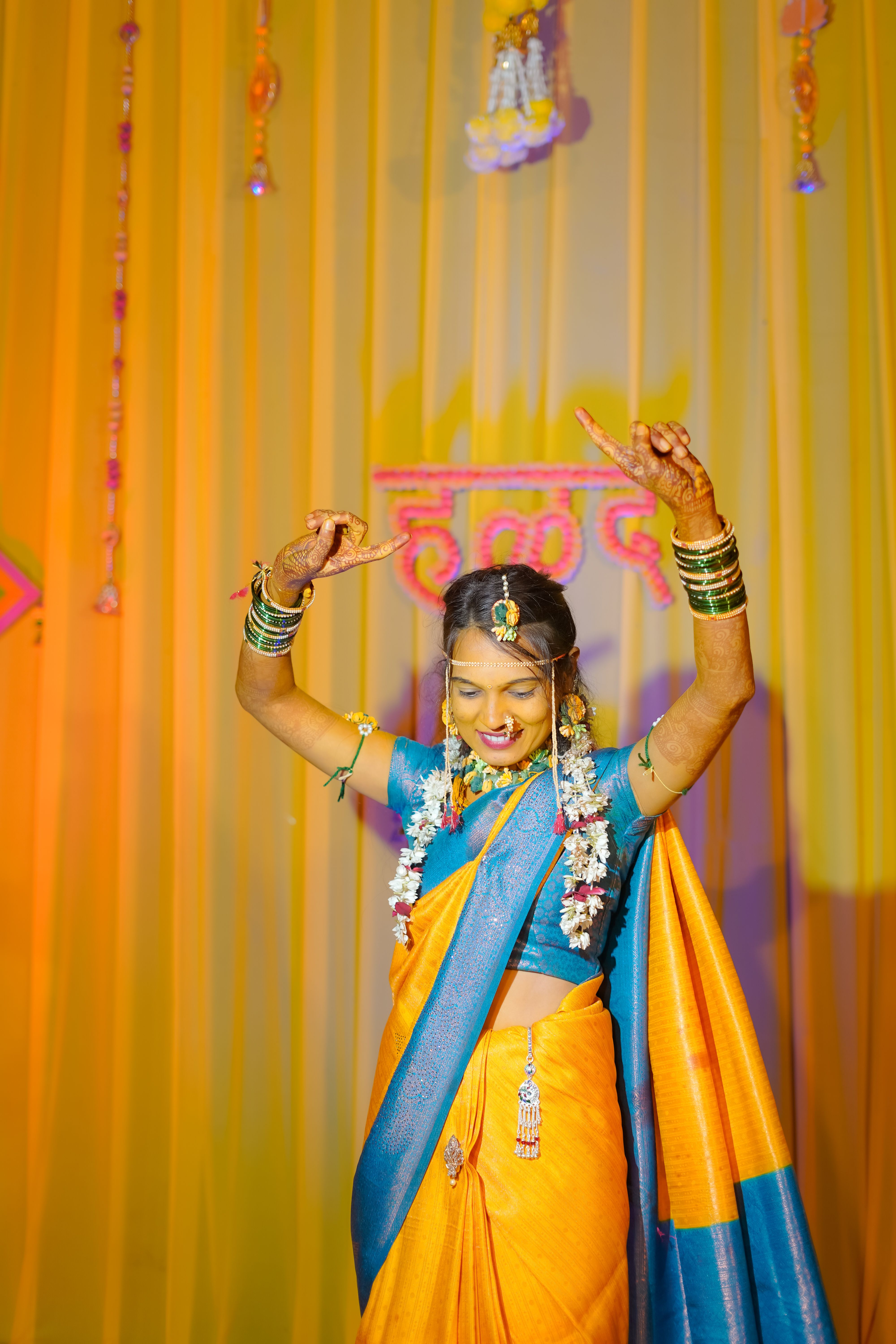 Joyful Indian Woman Celebrating in Traditional Attire · Free Stock Photo