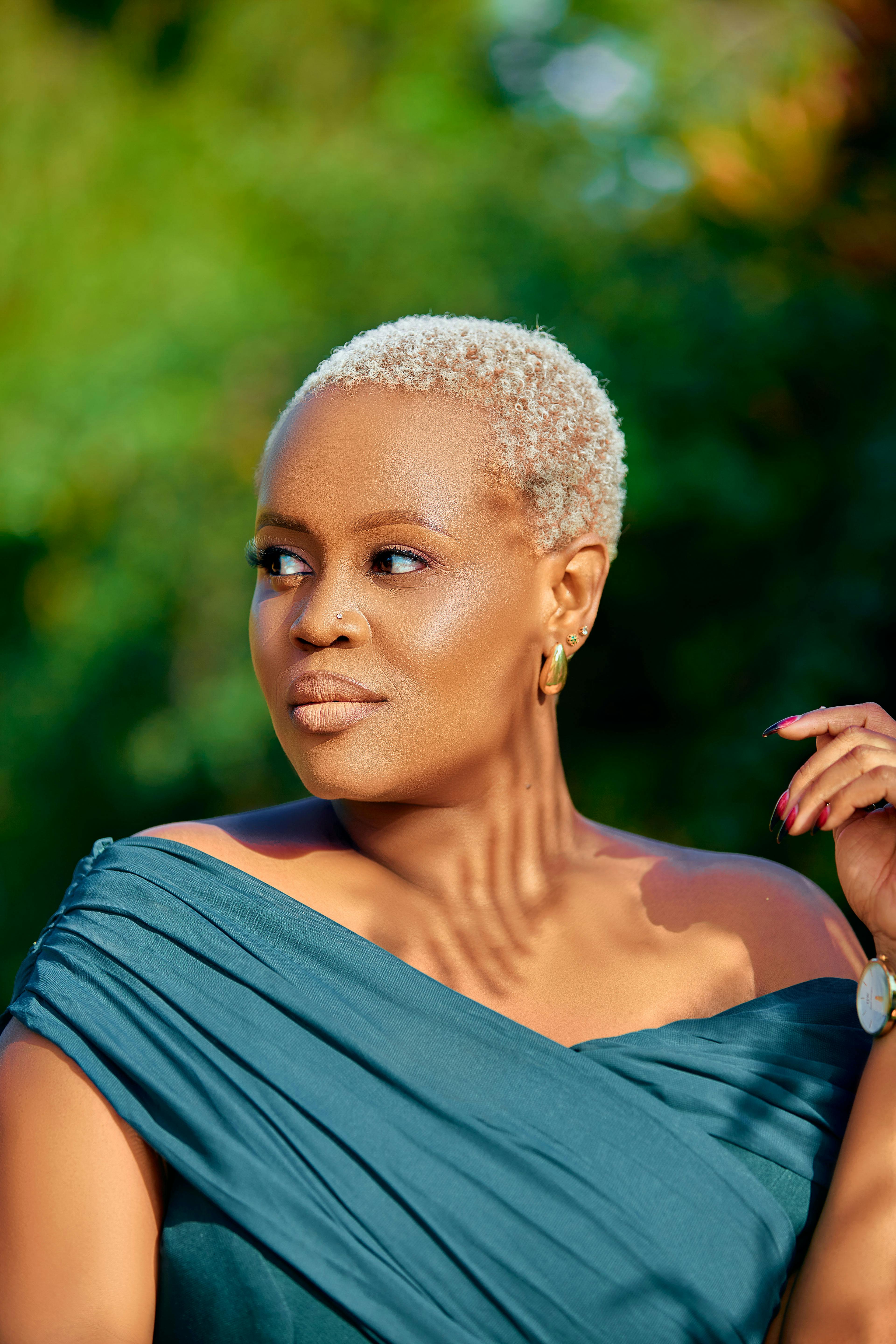 Woman in Blue Dress Outdoors Portrait · Free Stock Photo