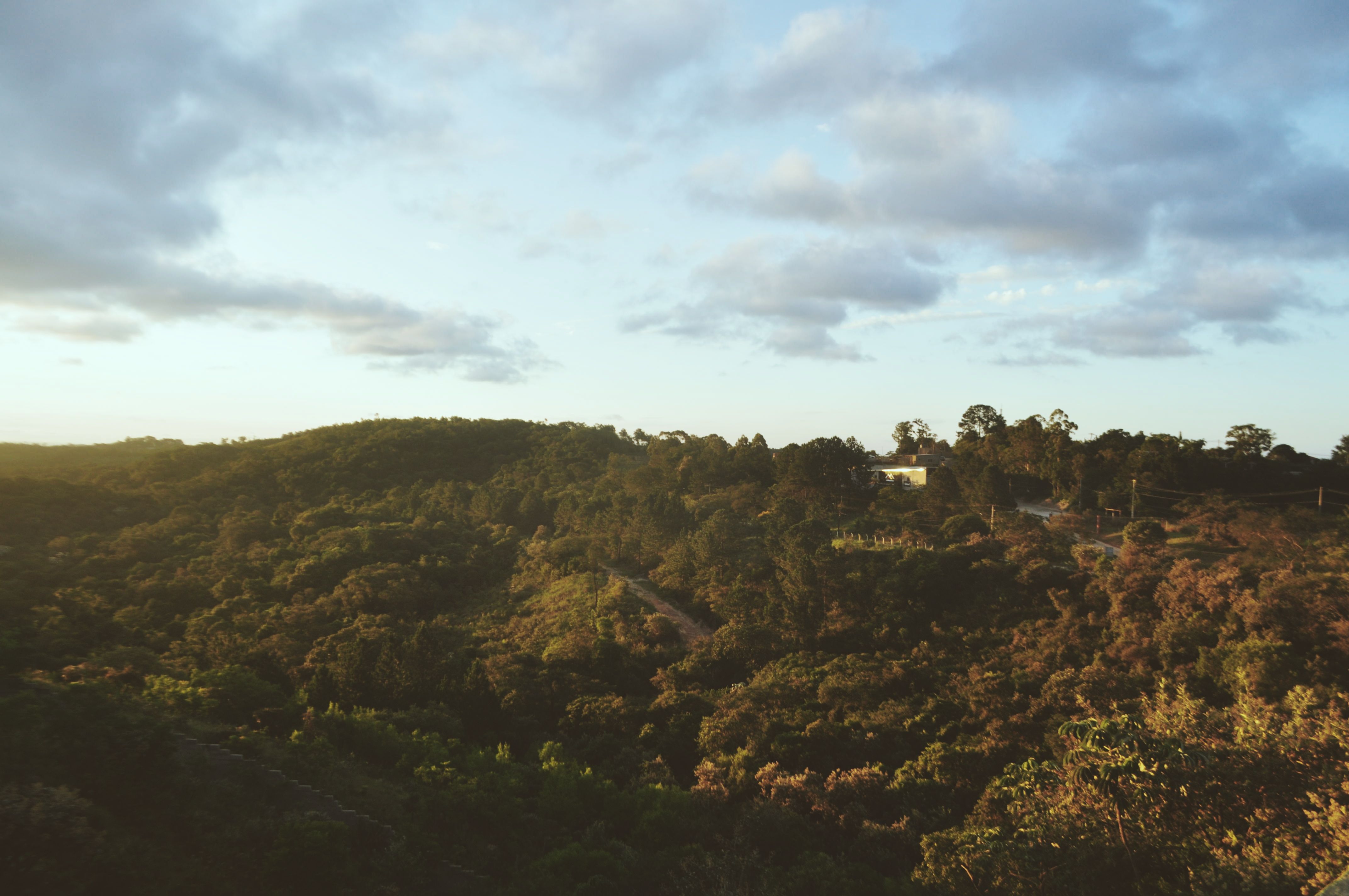 Serene Landscape with Rolling Hills at Sunset · Free Stock Photo