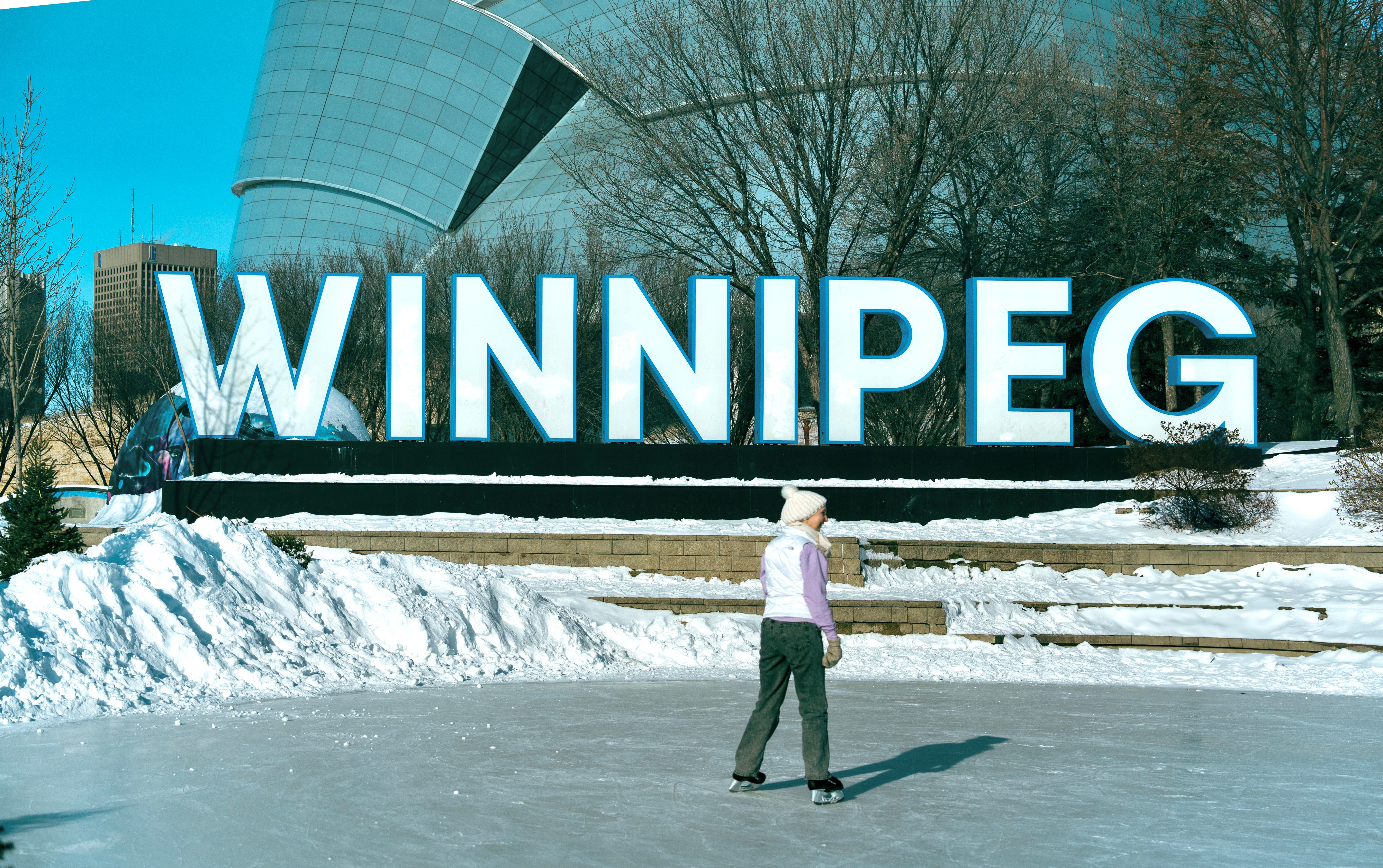 Winter Ice Skating at Winnipeg Sign · Free Stock Photo