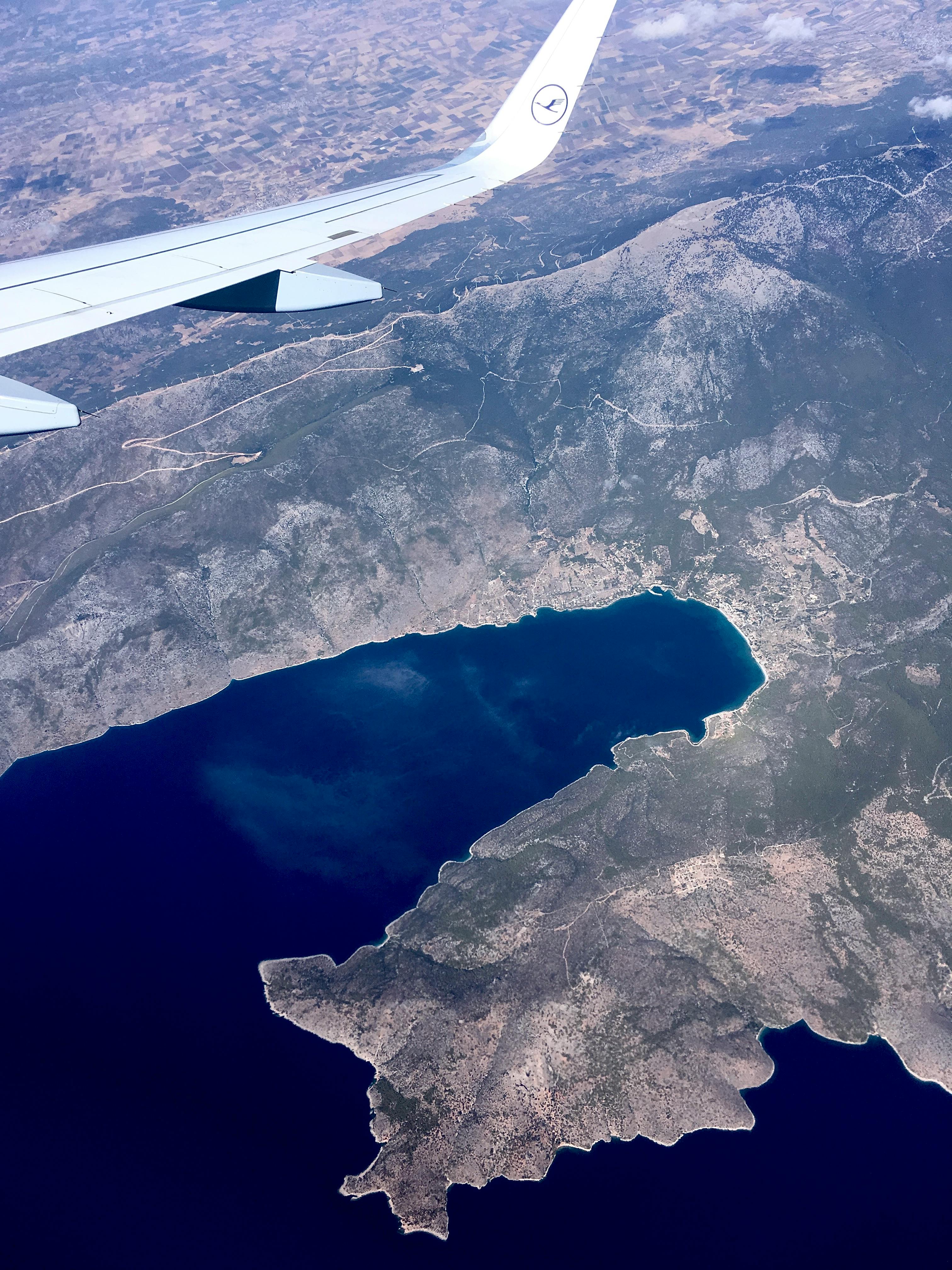 Aerial View of Mediterranean Coastline from Airplane · Free Stock Photo