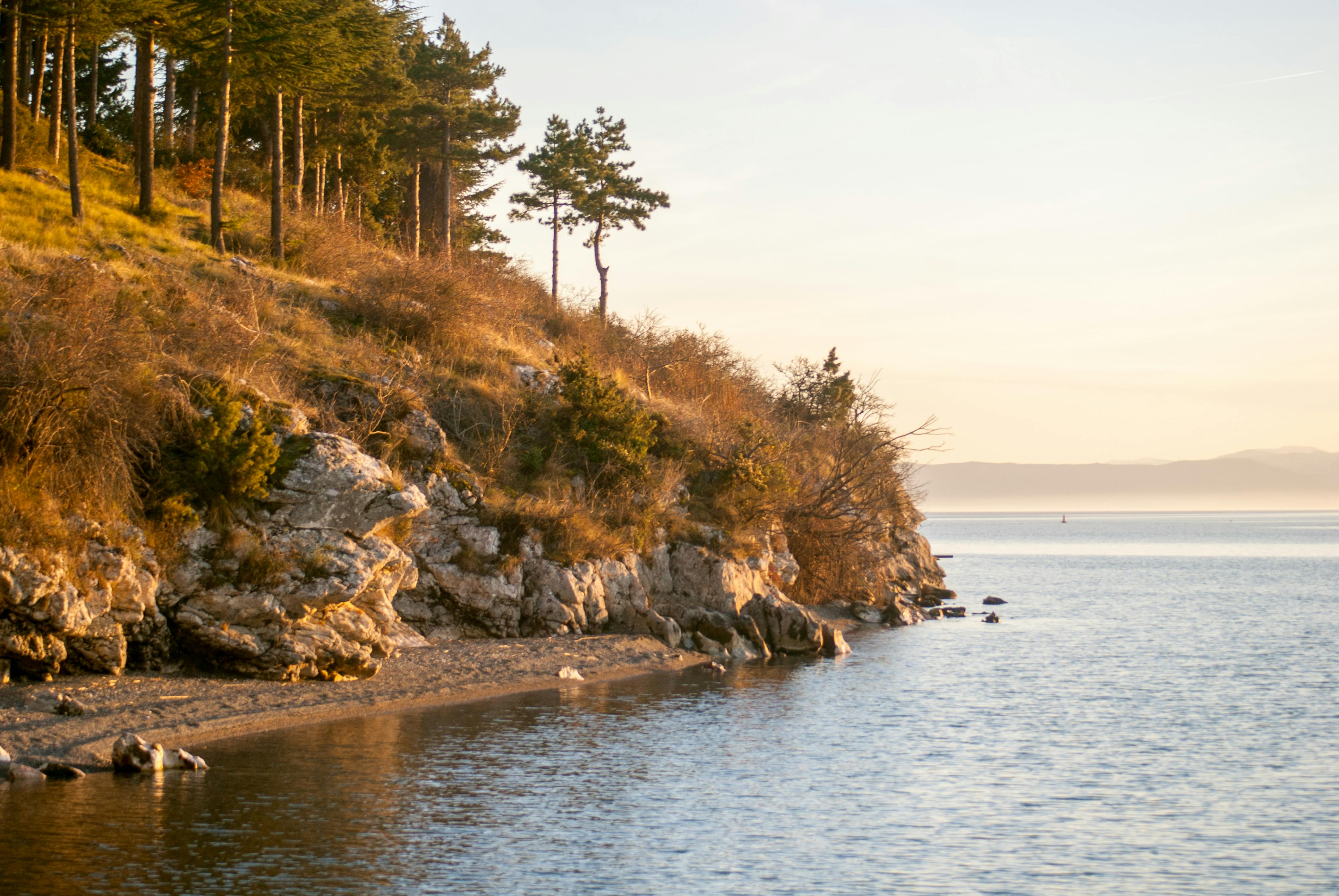 Serene Lake Ohrid Shoreline at Golden Hour · Free Stock Photo