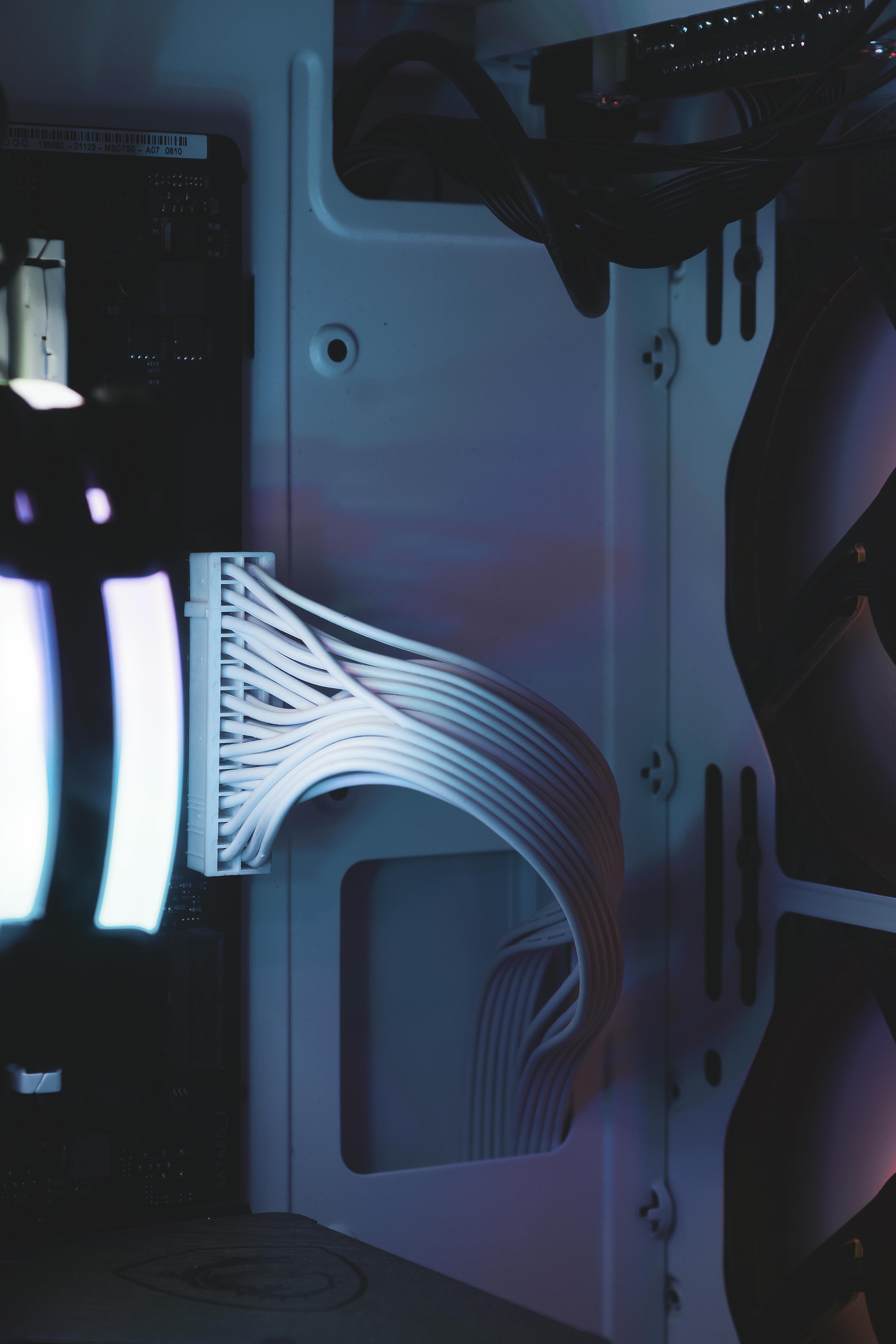 Close-Up of Computer's Internal Cables and Hardware · Free Stock Photo